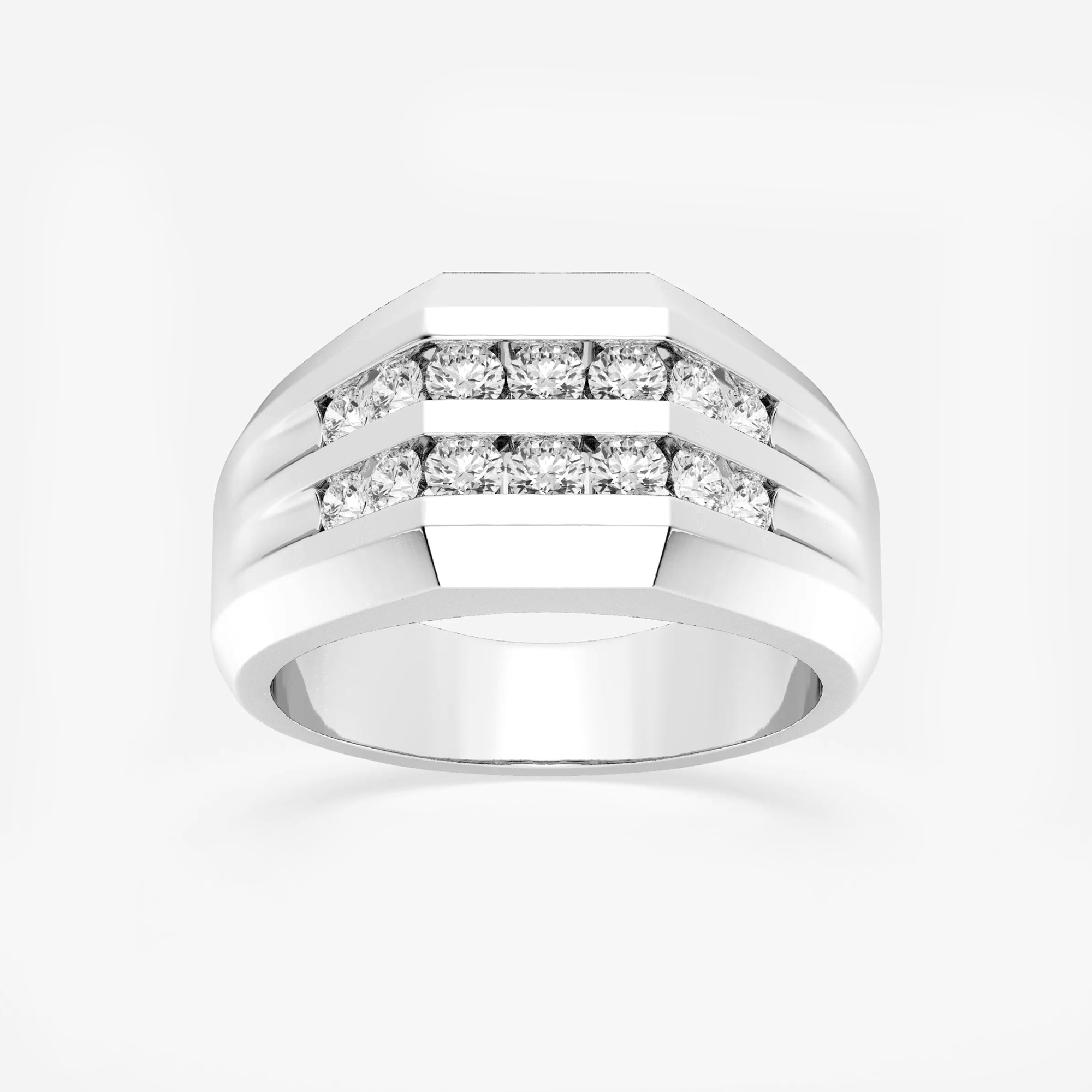 1 ctw Round Lab Grown Diamond Mens Double Row Channel Set Wedding Band ...