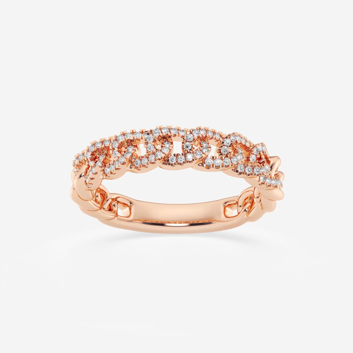 1/4 ctw Round Lab Grown Diamond Curb Link Stackable Ring - Grownbrilliance