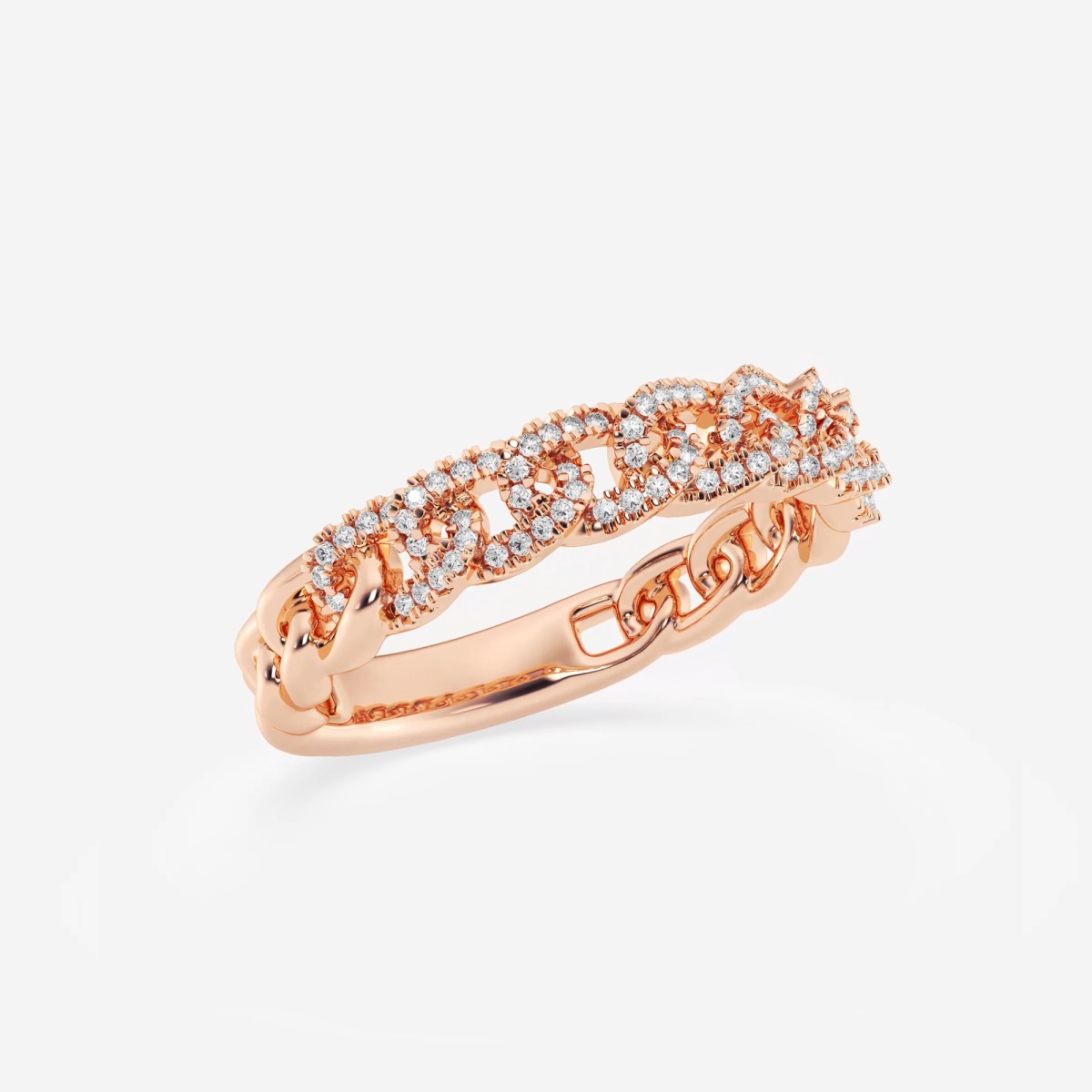 1/4 ctw Round Lab Grown Diamond Curb Link Stackable Ring - Grownbrilliance