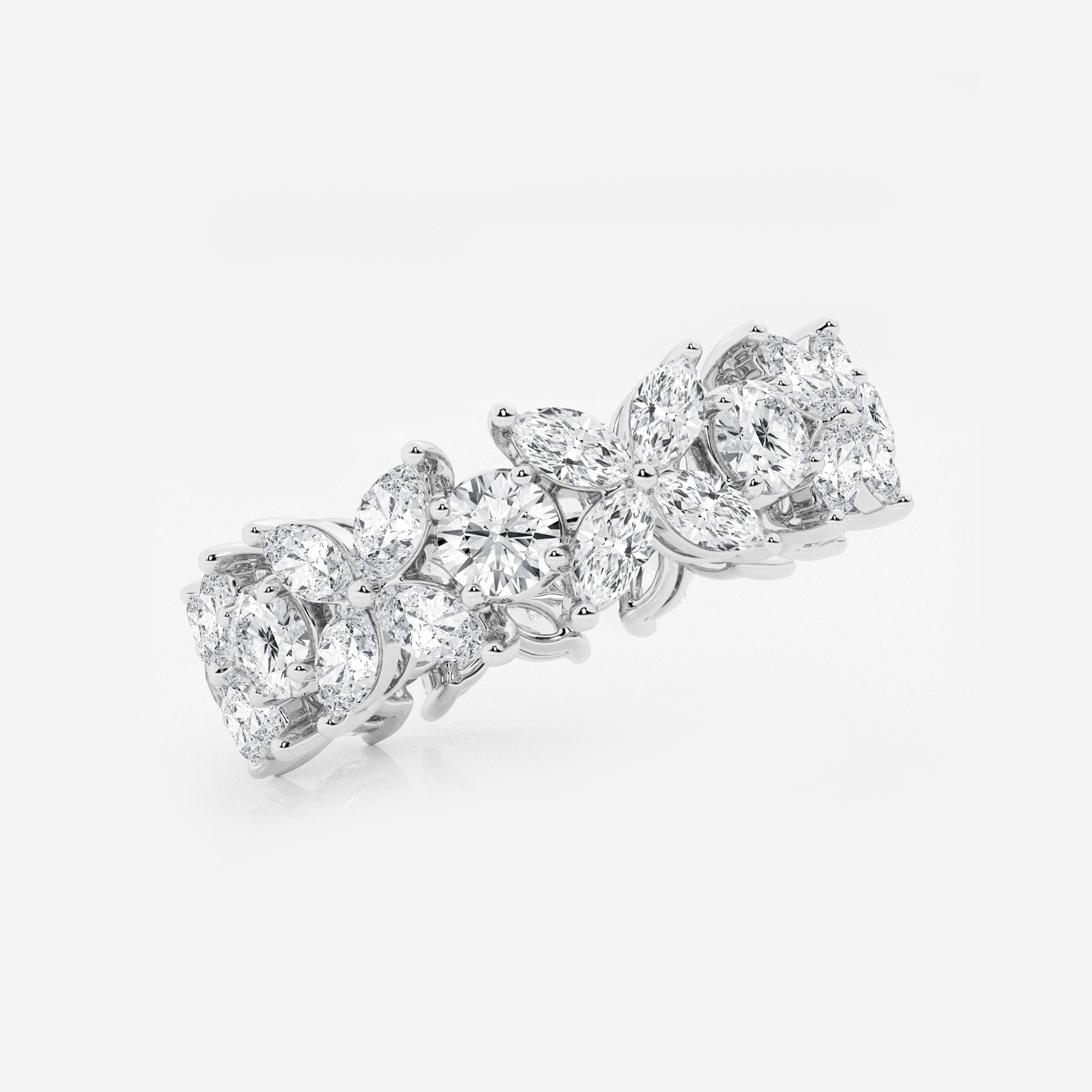 3 ctw Marquise and Round Lab Grown Diamond Flower Eternity Band - 6.7mm ...
