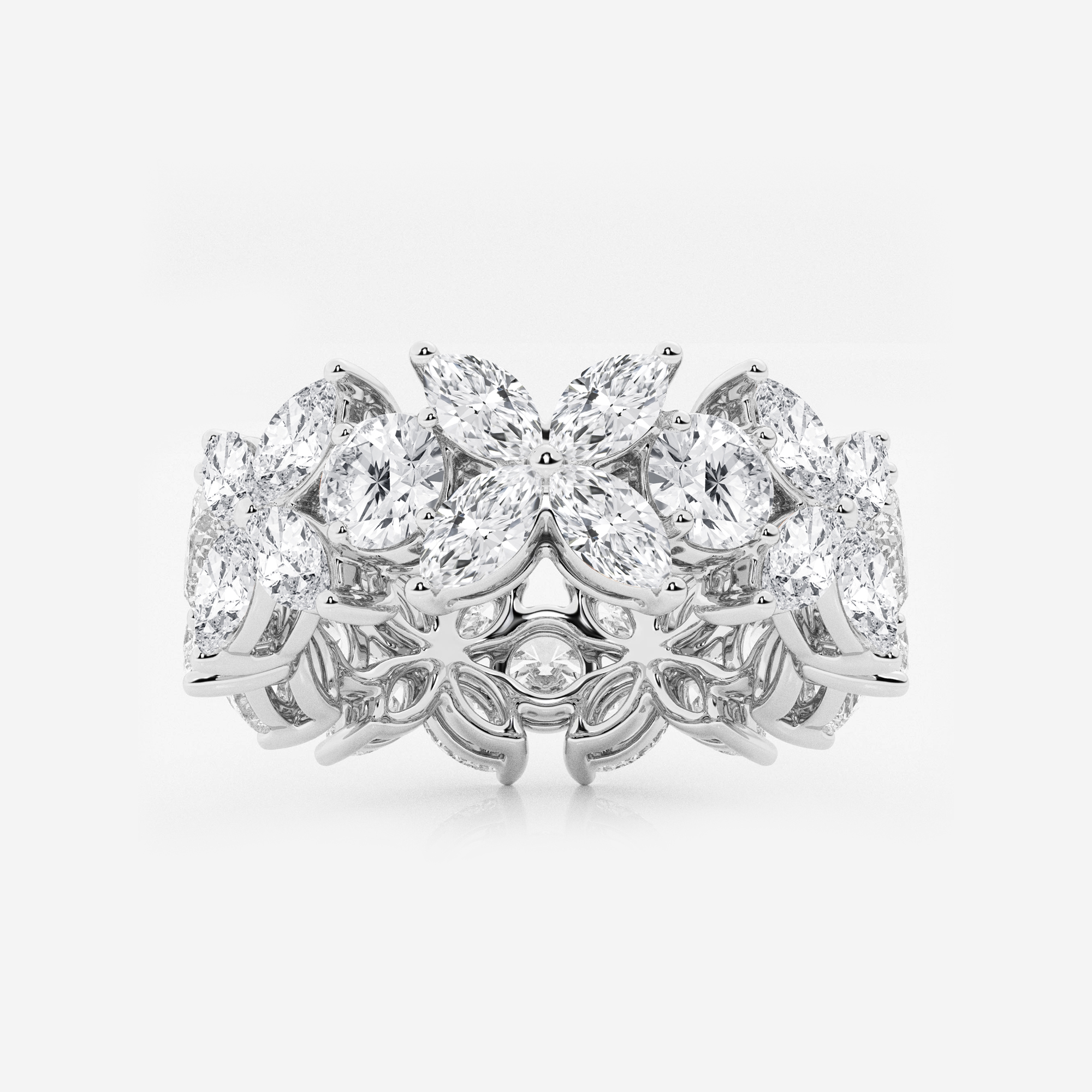 5 ctw Marquise and Round Lab Grown Diamond Flower Eternity Band - 8.3mm ...