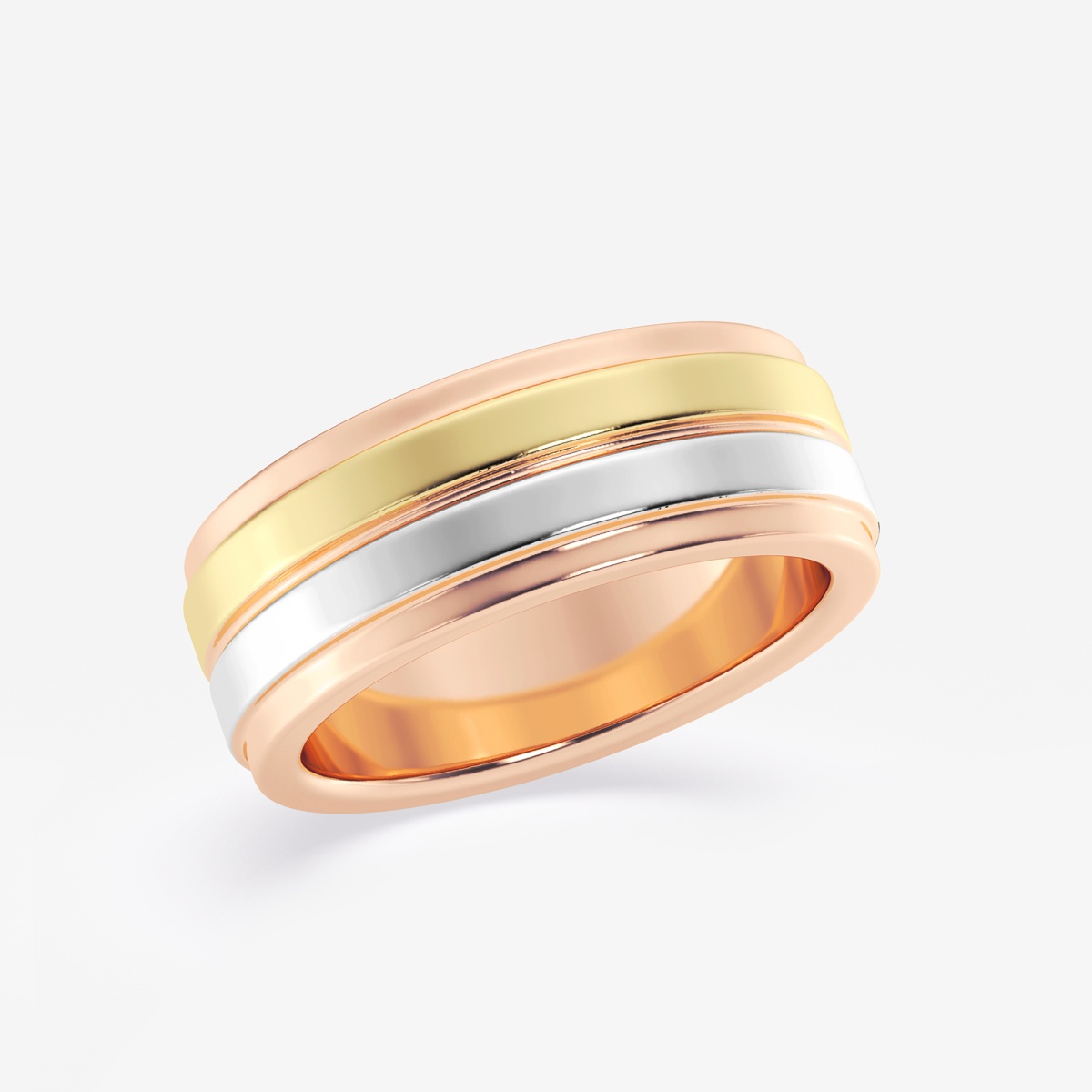 8mm Tri-Color Wedding Band - Grownbrilliance