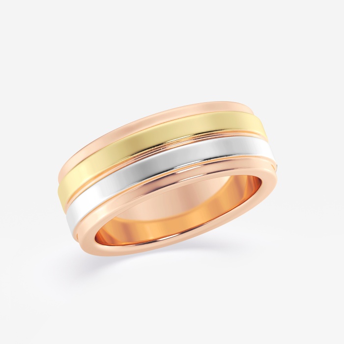 8mm Tri-Color Wedding Band - Grownbrilliance
