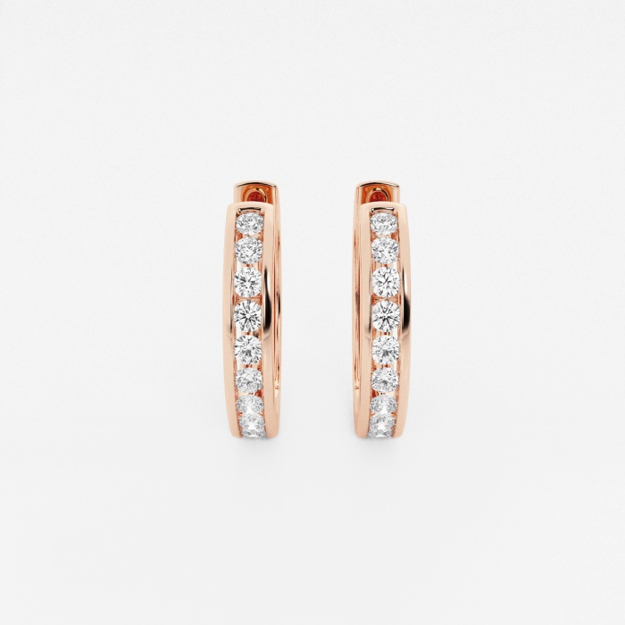 1 ctw Round Lab Grown Diamond Channel Set Hoop Earrings - Grownbrilliance