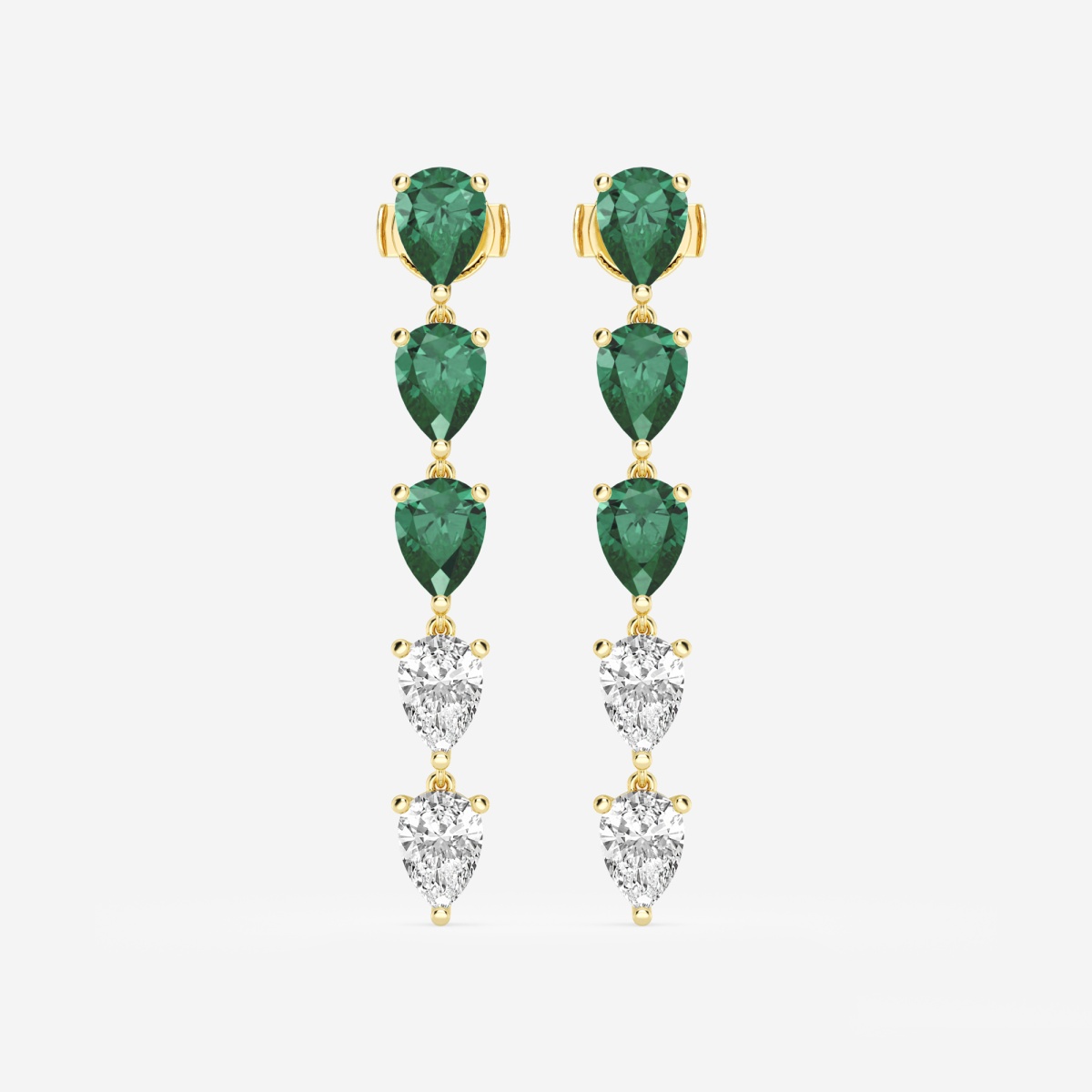 7.0X5.0 mm Pear Shaped Created Emerald and 2 2/5 ctw Pear Lab Grown ...