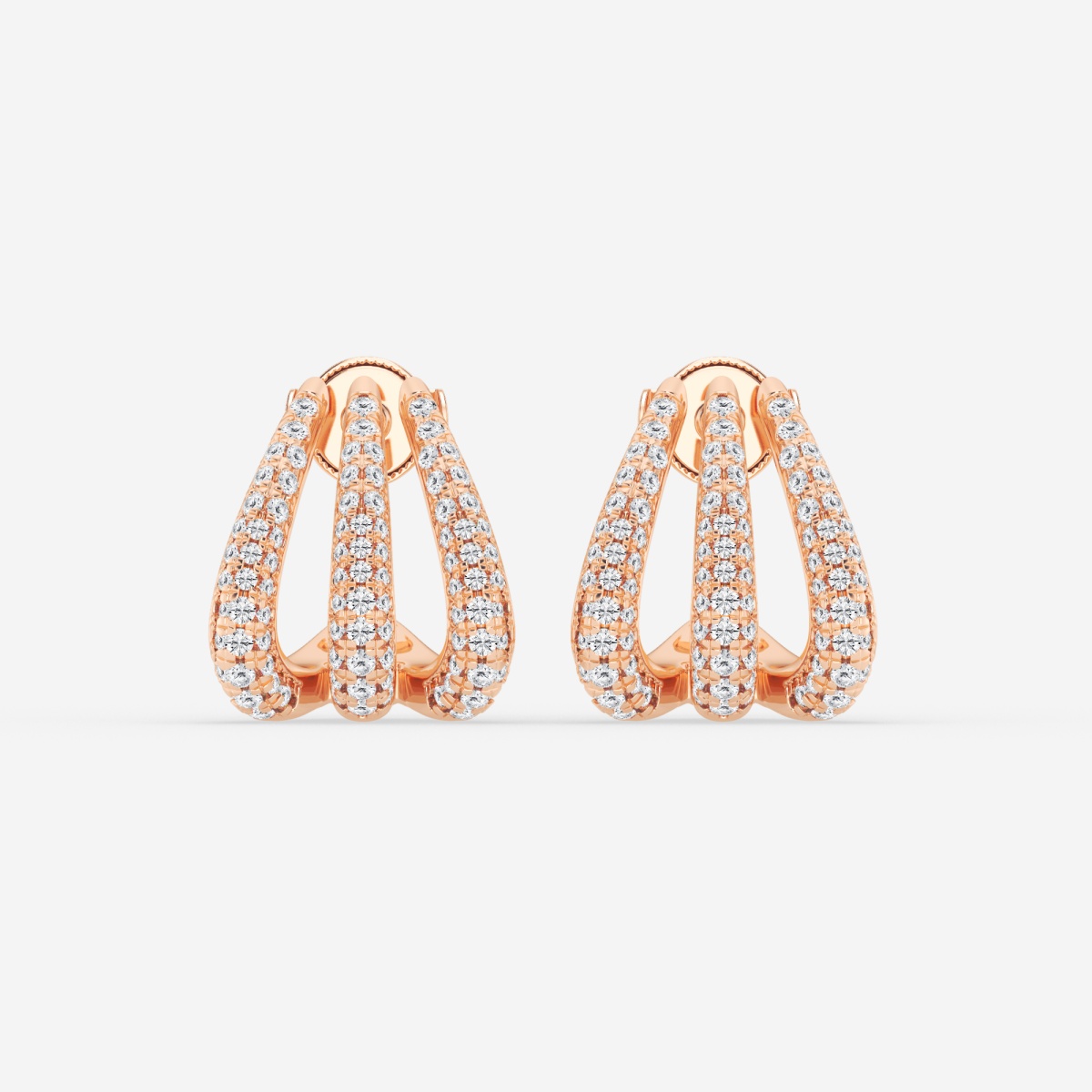 1 1/4 ctw Round Lab Grown Diamond Triple Huggie Hoop Earrings ...