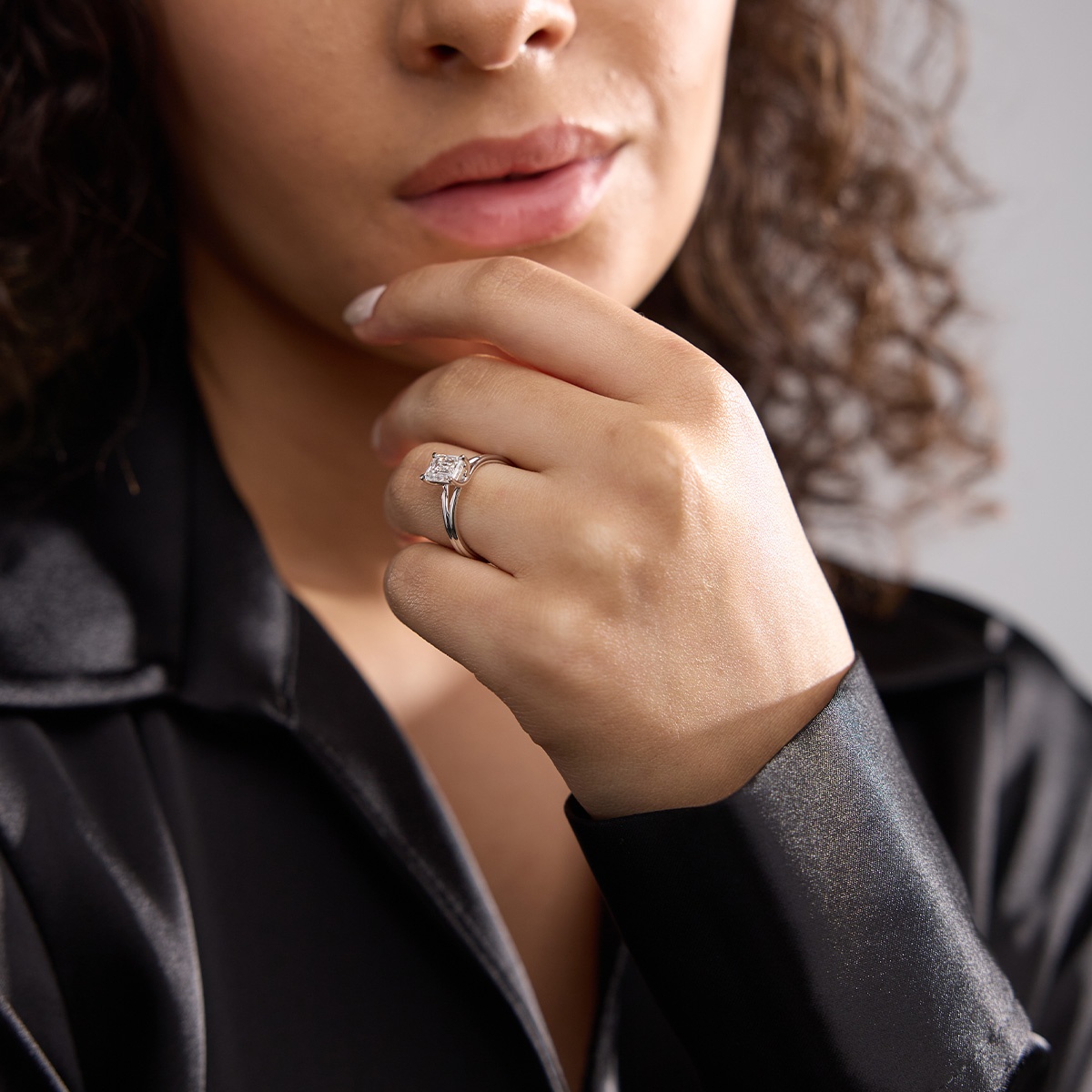 1 1/2 ctw Emerald Lab Grown Diamond Double Shank Trellis Solitaire ...