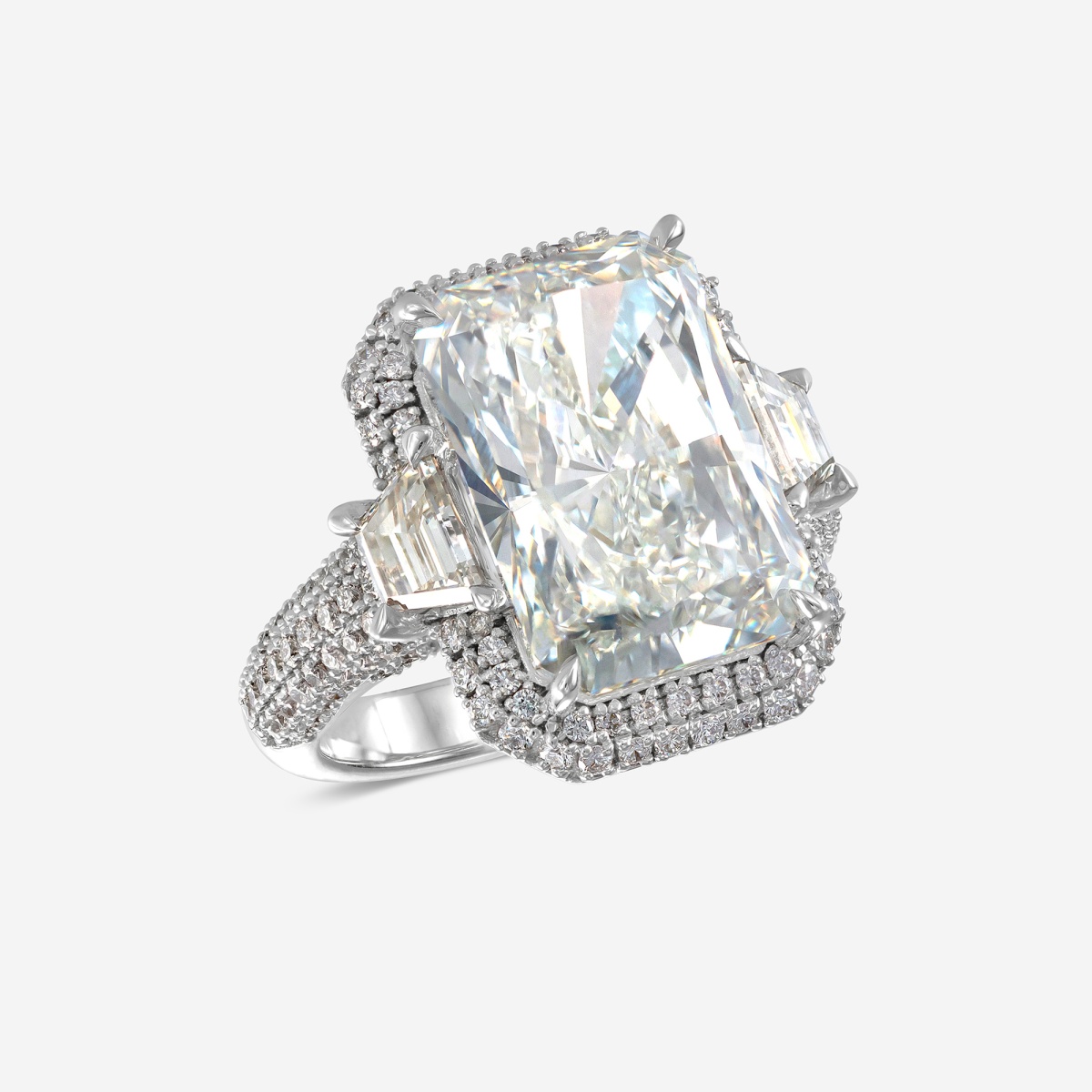 12 1/2 ctw Radiant Lab Grown Diamond Solitaire Engagement Ring with Side Accents - Grownbrilliance