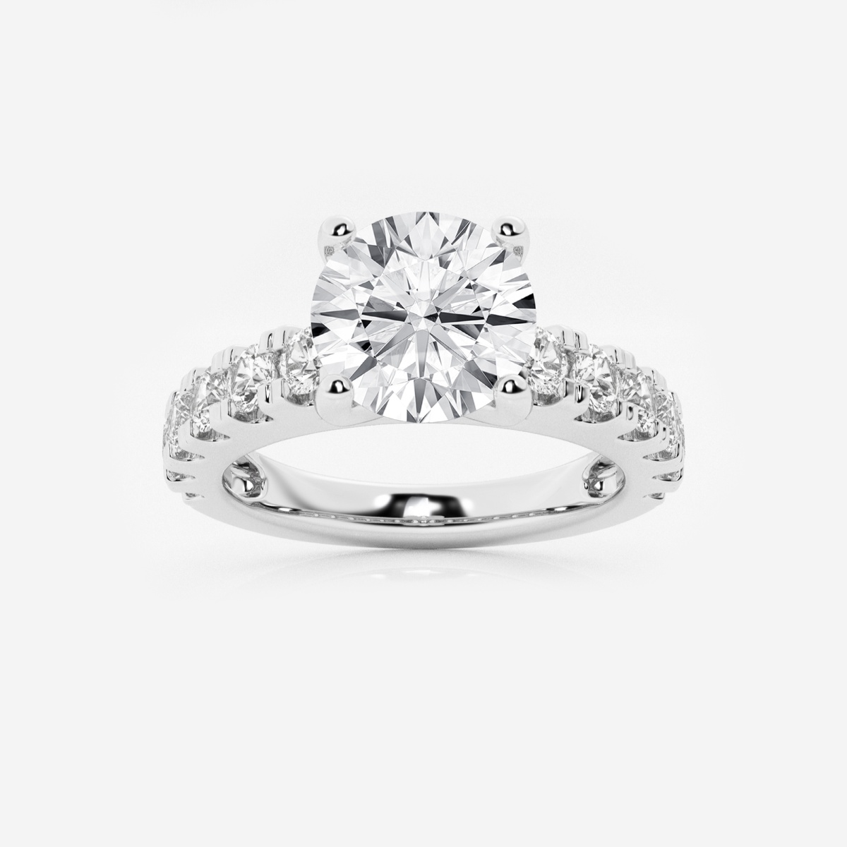 4 ctw Round Lab Grown Diamond Engagement Ring with Split Prong Side ...