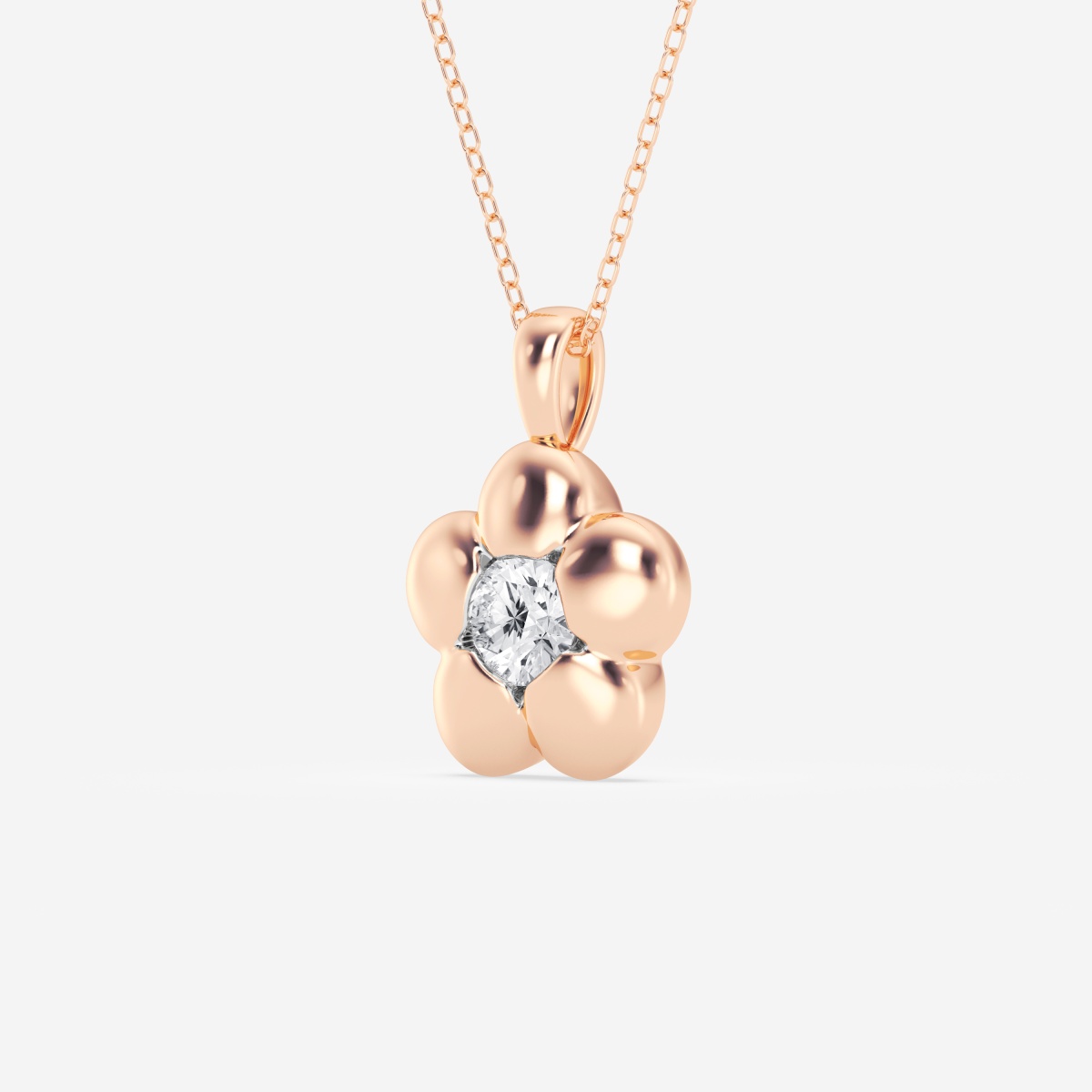 1/2 ctw Round Lab Grown Diamond Puffed Flower Fashion Pendant ...