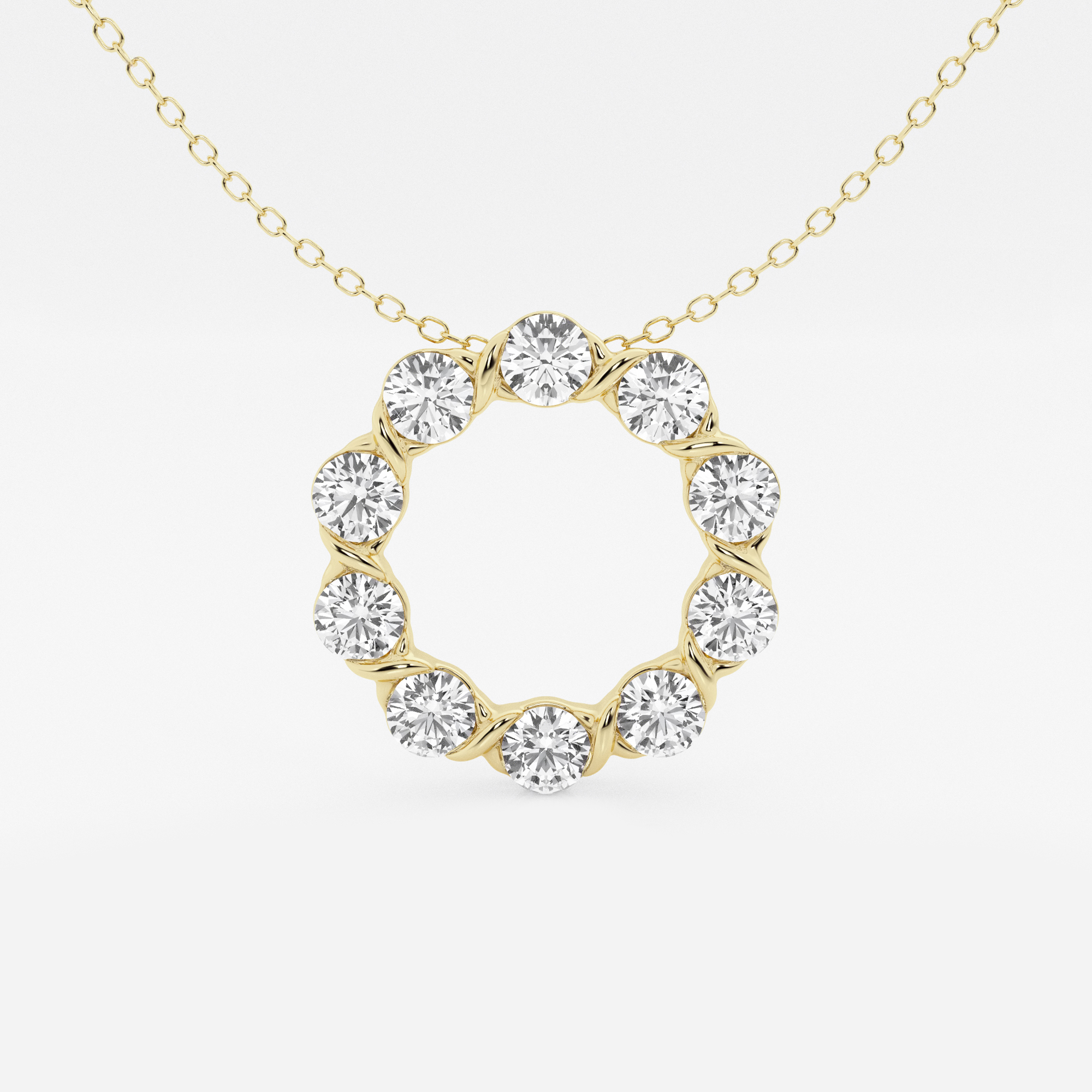 2 ctw Round Lab Grown Diamond Circle Fashion Pendant with Adjustable ...