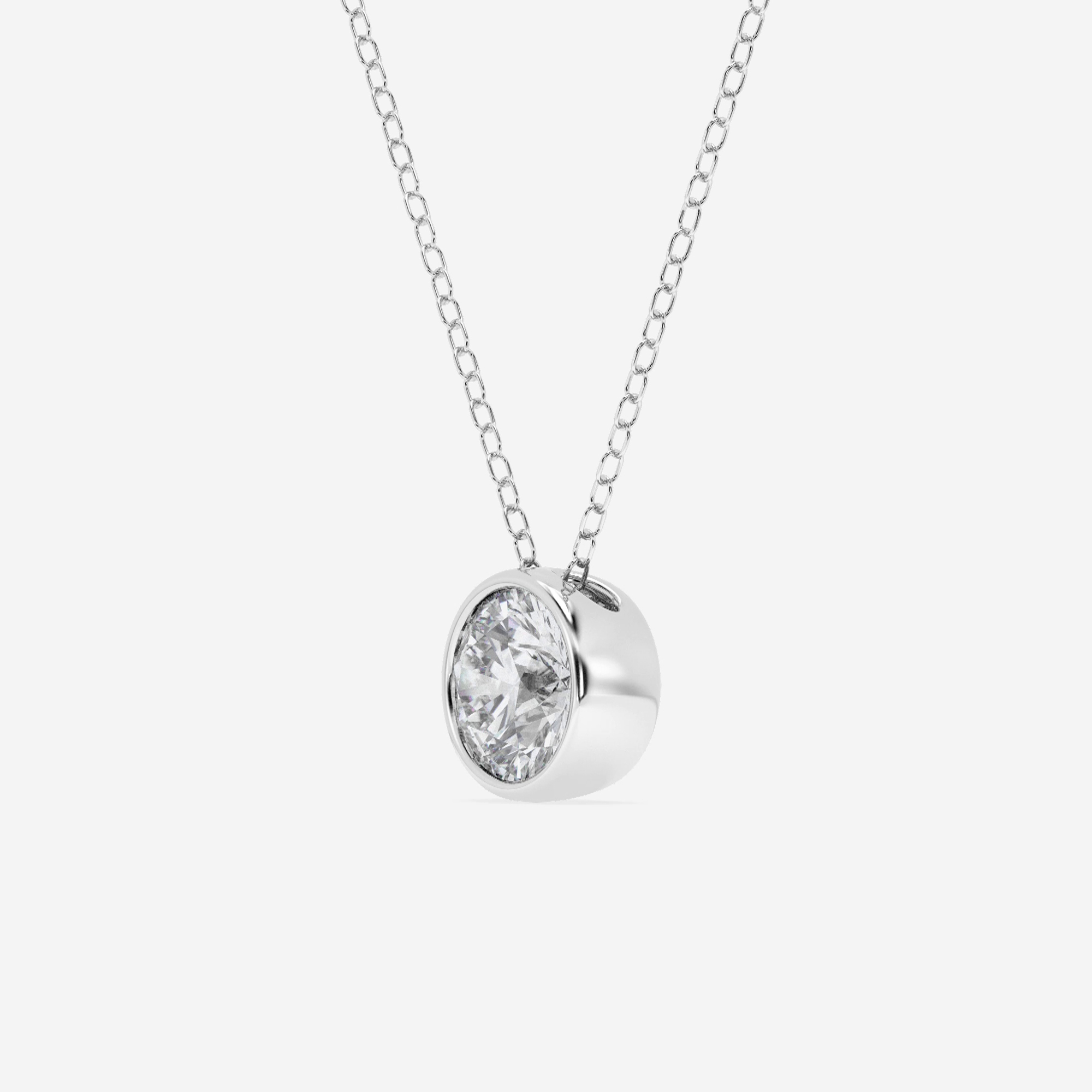 1 ctw Round Lab Grown Diamond Bezel Set Solitaire Pendant with Adjustable Chain - Grownbrilliance