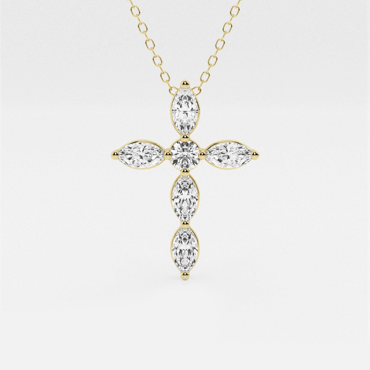 1 ctw Marquise and Round Lab Grown Diamond Cross Pendant with ...