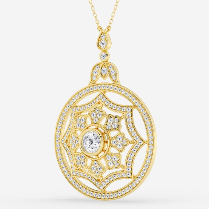 2 ctw Round Lab Grown Diamond Vintage Fashion Pendant - Grownbrilliance