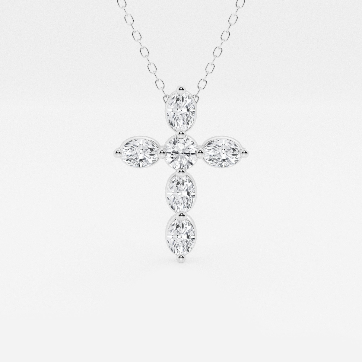 1 ctw Round and Oval Lab Grown Diamond Floating Cross Pendant ...