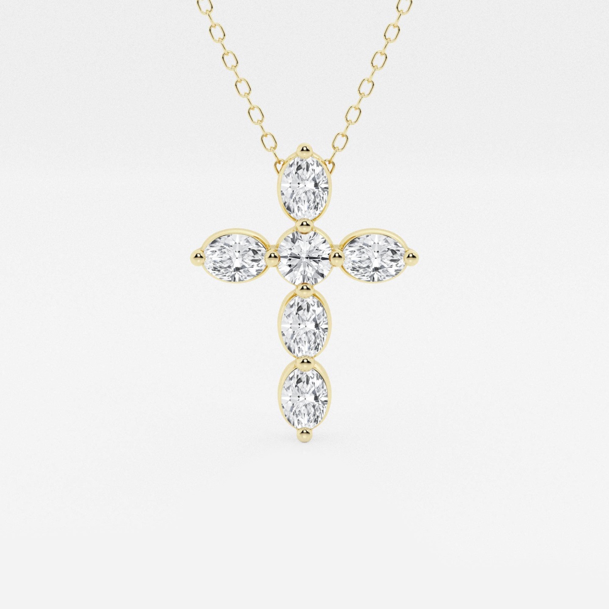 1 ctw Round and Oval Lab Grown Diamond Floating Cross Pendant ...