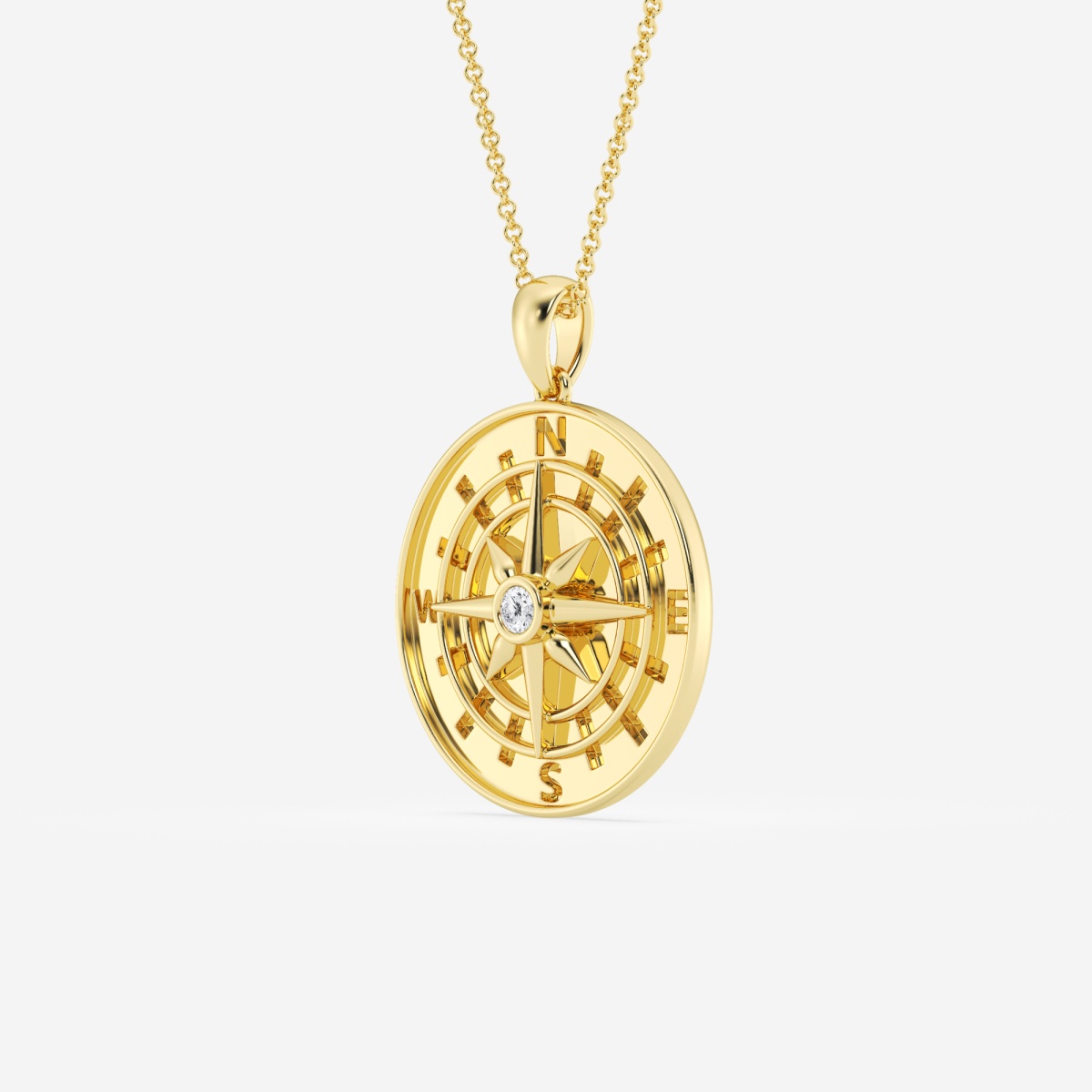 1/10 ctw Round Lab Grown Diamond Compass Fashion Pendant - Grownbrilliance