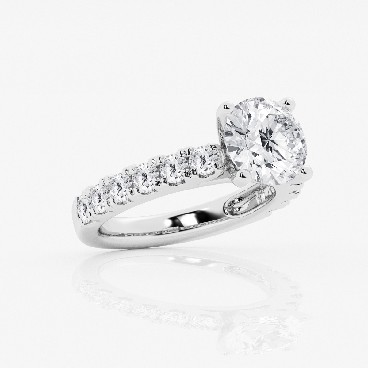 4 ctw Round Lab Grown Diamond Engagement Ring with Split Prong Side ...