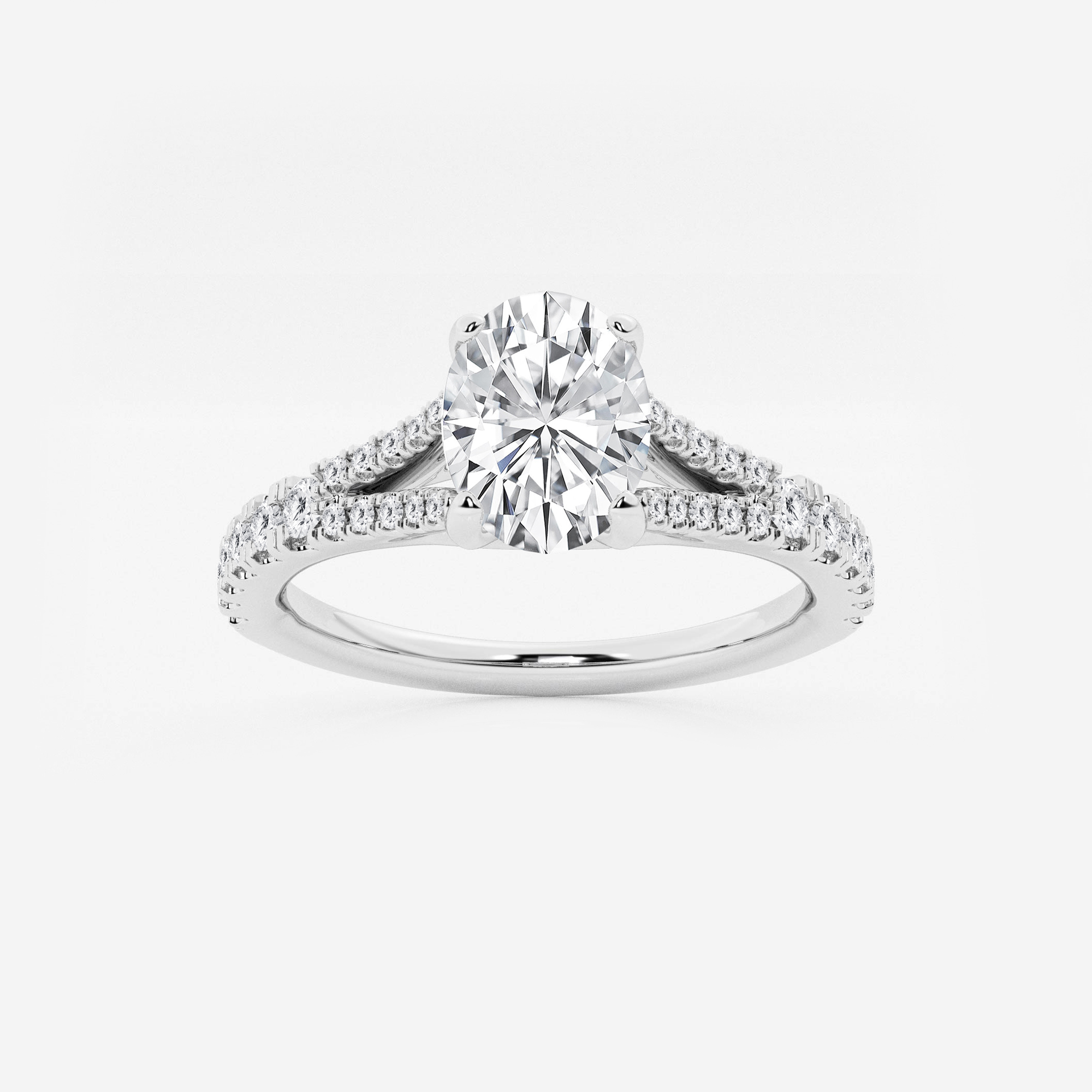 1 ctw Oval Lab Grown Diamond Split Shank Engagement Ring - Grownbrilliance