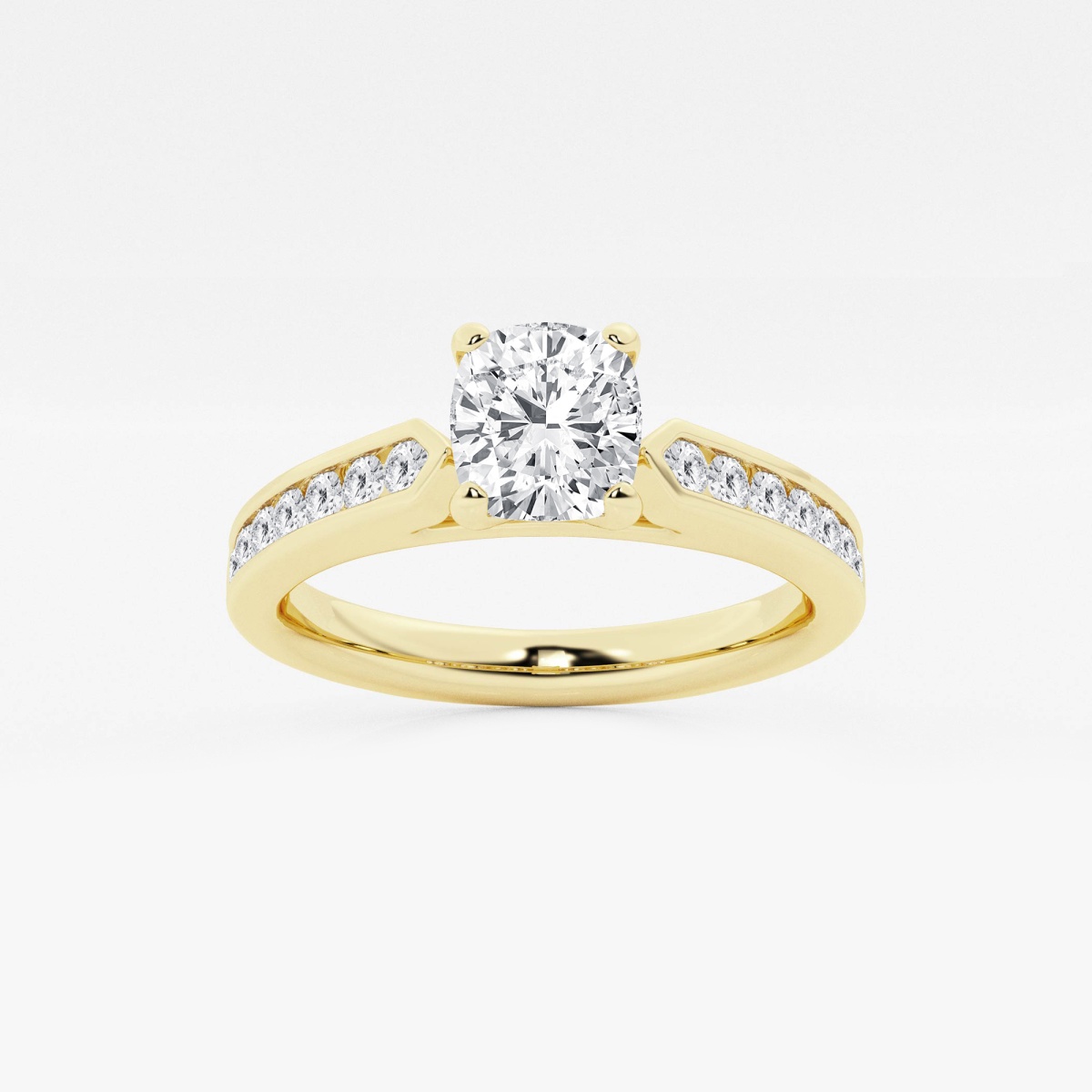 1 ctw Cushion Lab Grown Diamond Engagement Ring with Channel Set Side ...