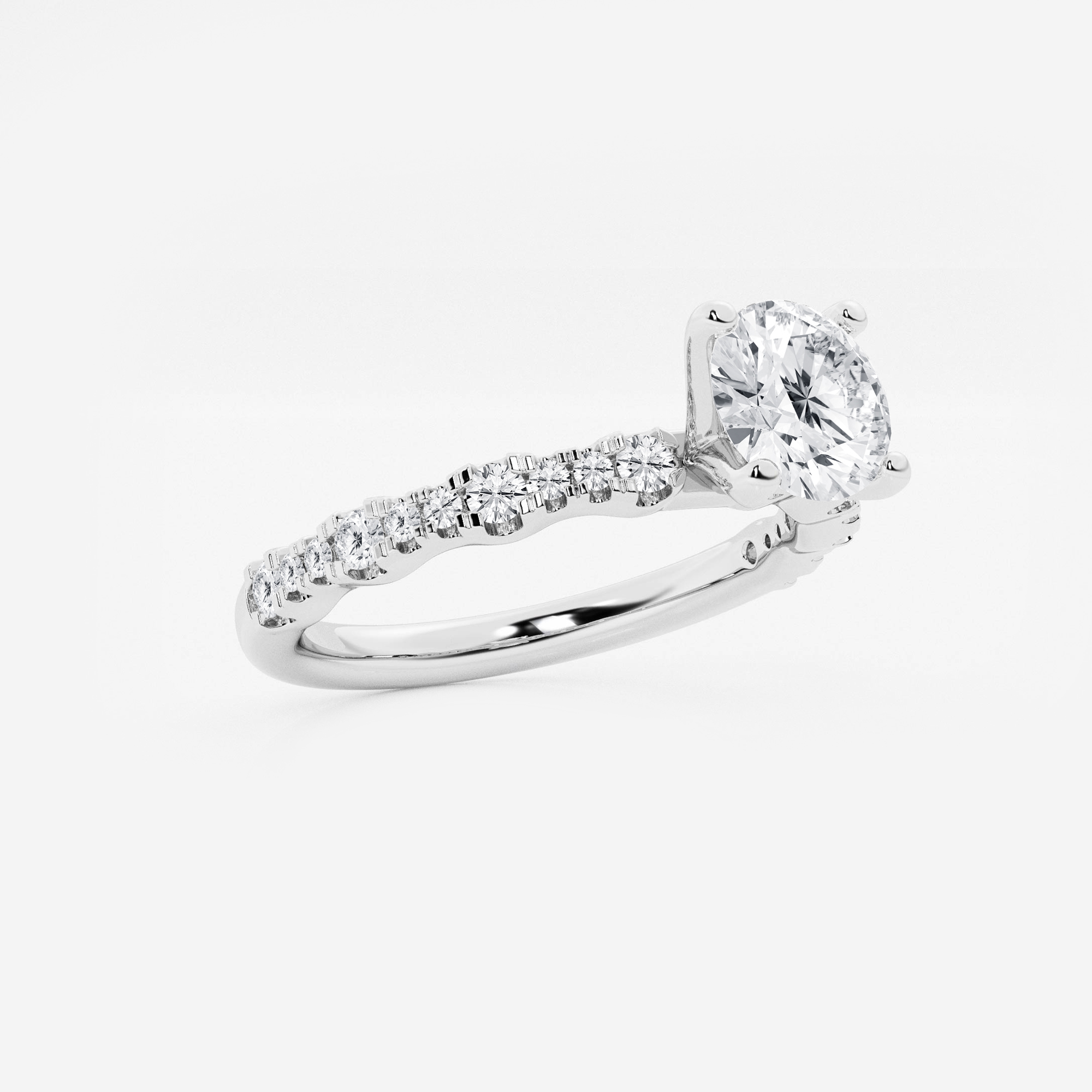 1 ctw Round Lab Grown Diamond Station Engagement Ring - Grownbrilliance