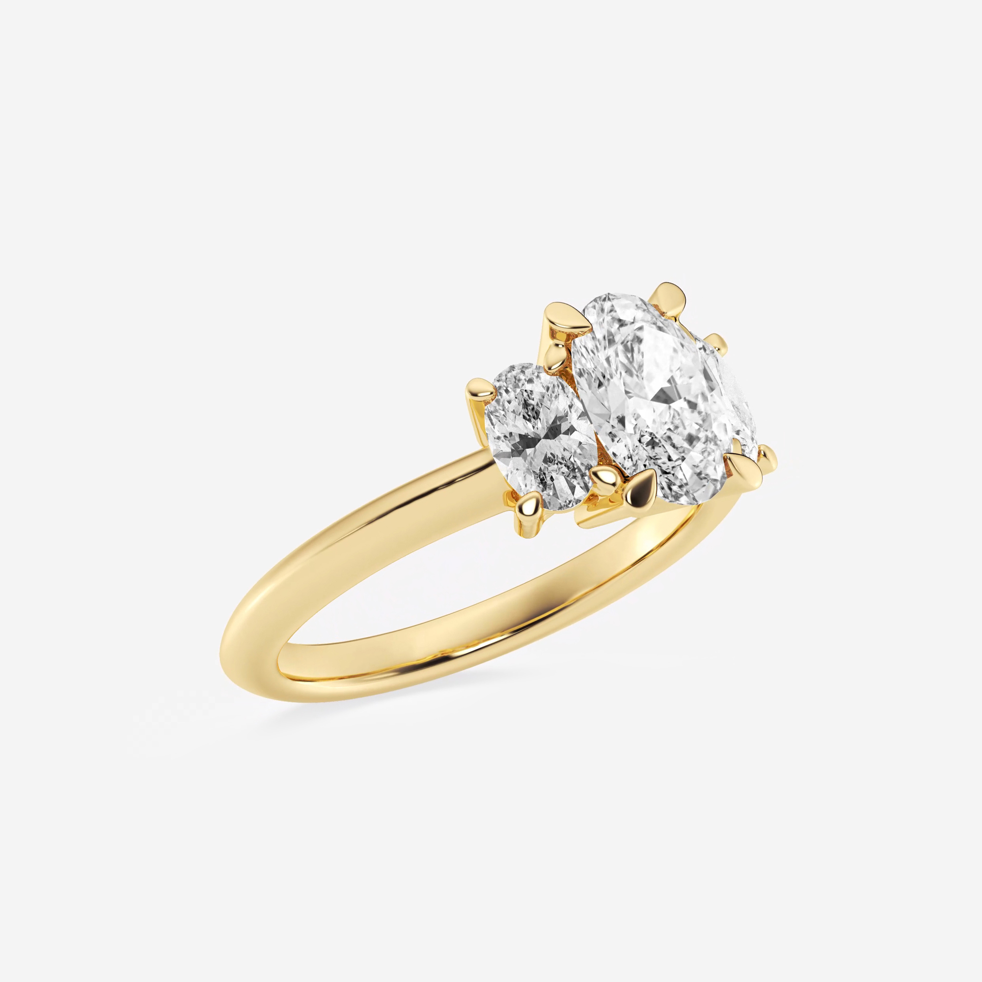 2 ctw Oval Lab Grown Diamond Three-Stone Ring - Grownbrilliance
