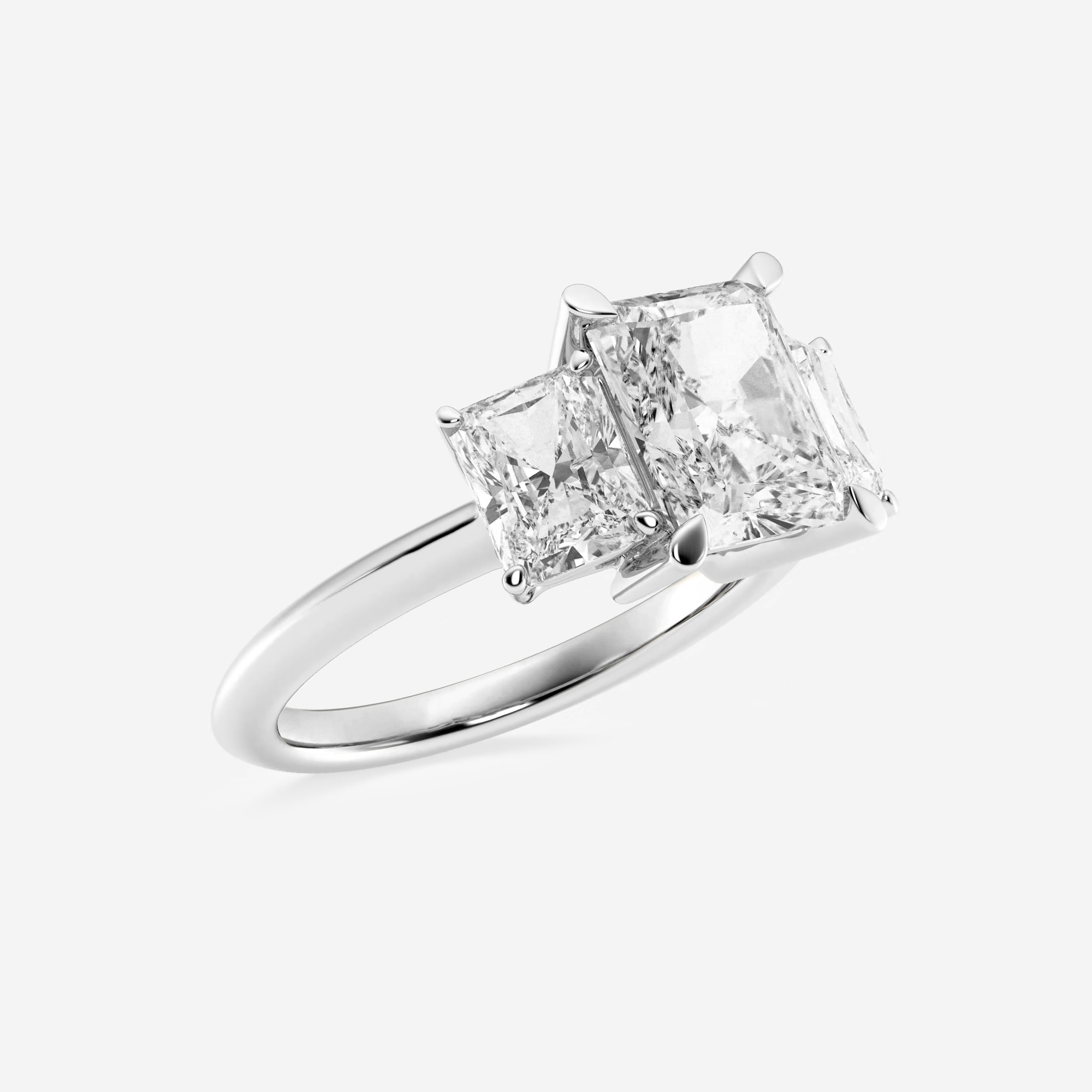 4 ctw Radiant Lab Grown Diamond Three-Stone Ring - Grownbrilliance