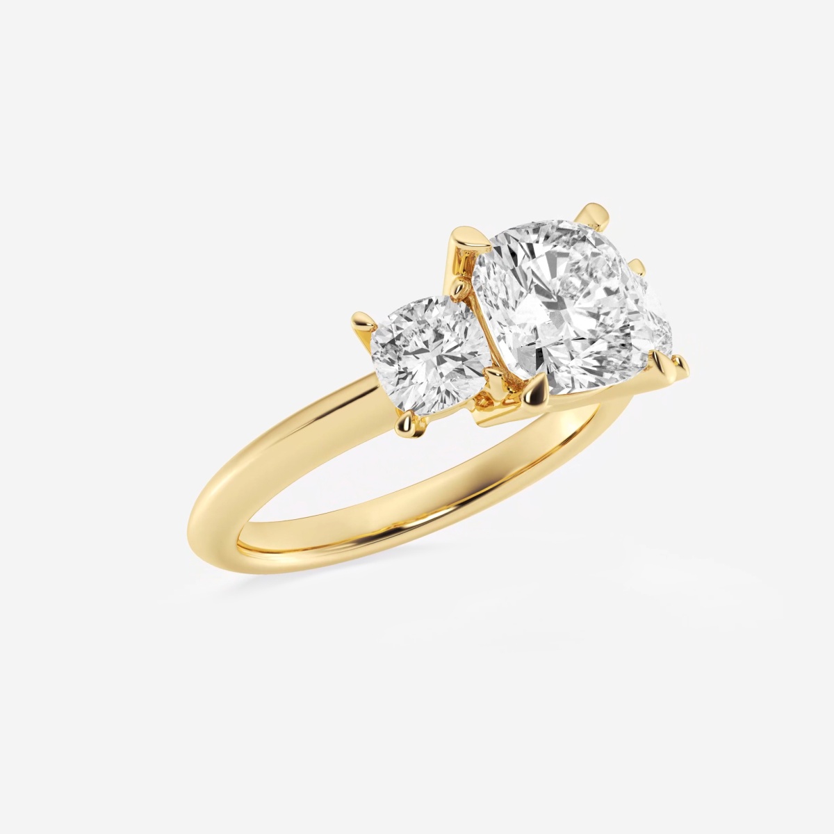 4 ctw Cushion Lab Grown Diamond Three-Stone Ring - Grownbrilliance