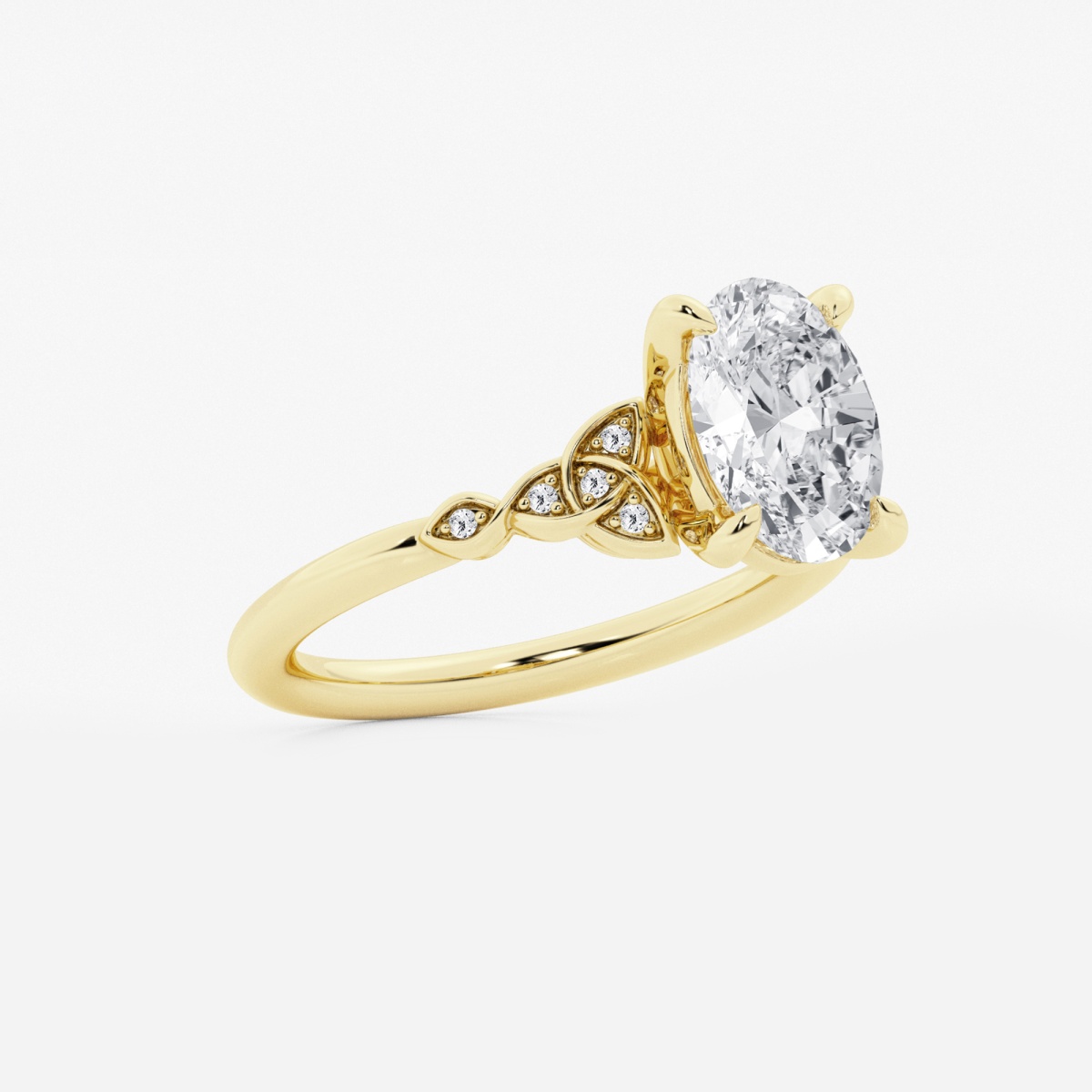 2 ctw Oval Lab Grown Diamond Celtic Knot Side Stone Engagement Ring - Grownbrilliance