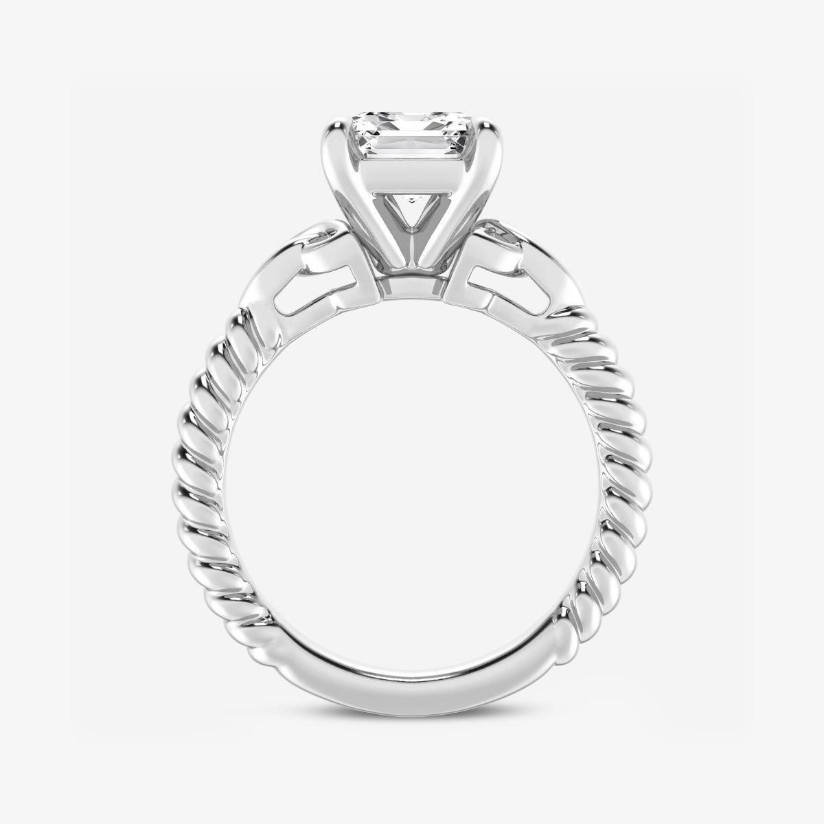 3 ctw Emerald Lab Grown Diamond Celtic Twist Solitaire Engagement Ring ...