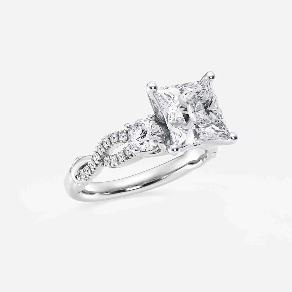 6 5/8 ctw Princess Lab Grown Diamond Swirl Engagement Ring ...