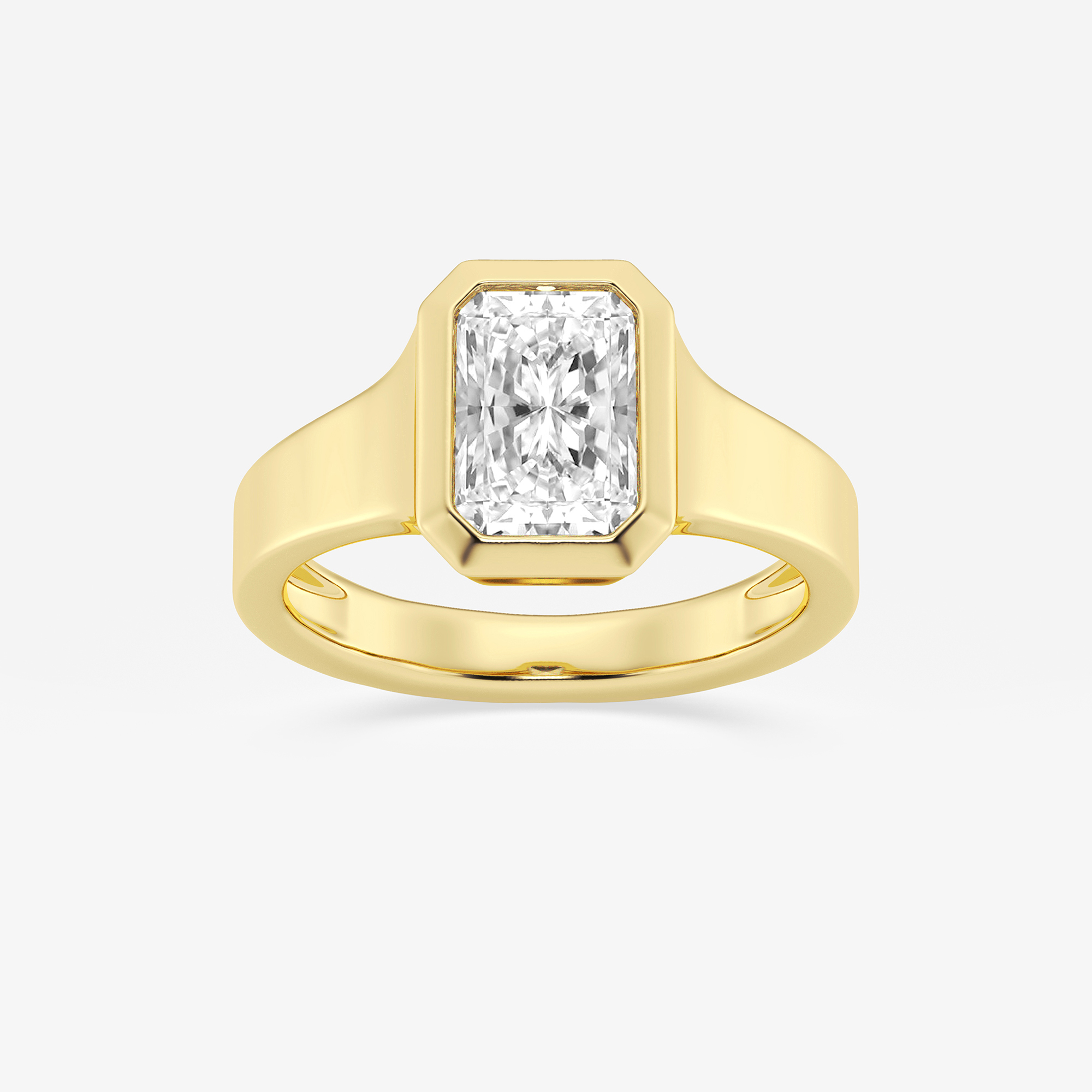 2 ctw Radiant Lab Grown Diamond Bezel Set Wide Band Solitaire ...