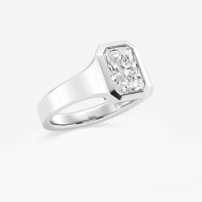 2 ctw Radiant Lab Grown Diamond Bezel Set Wide Band Solitaire ...