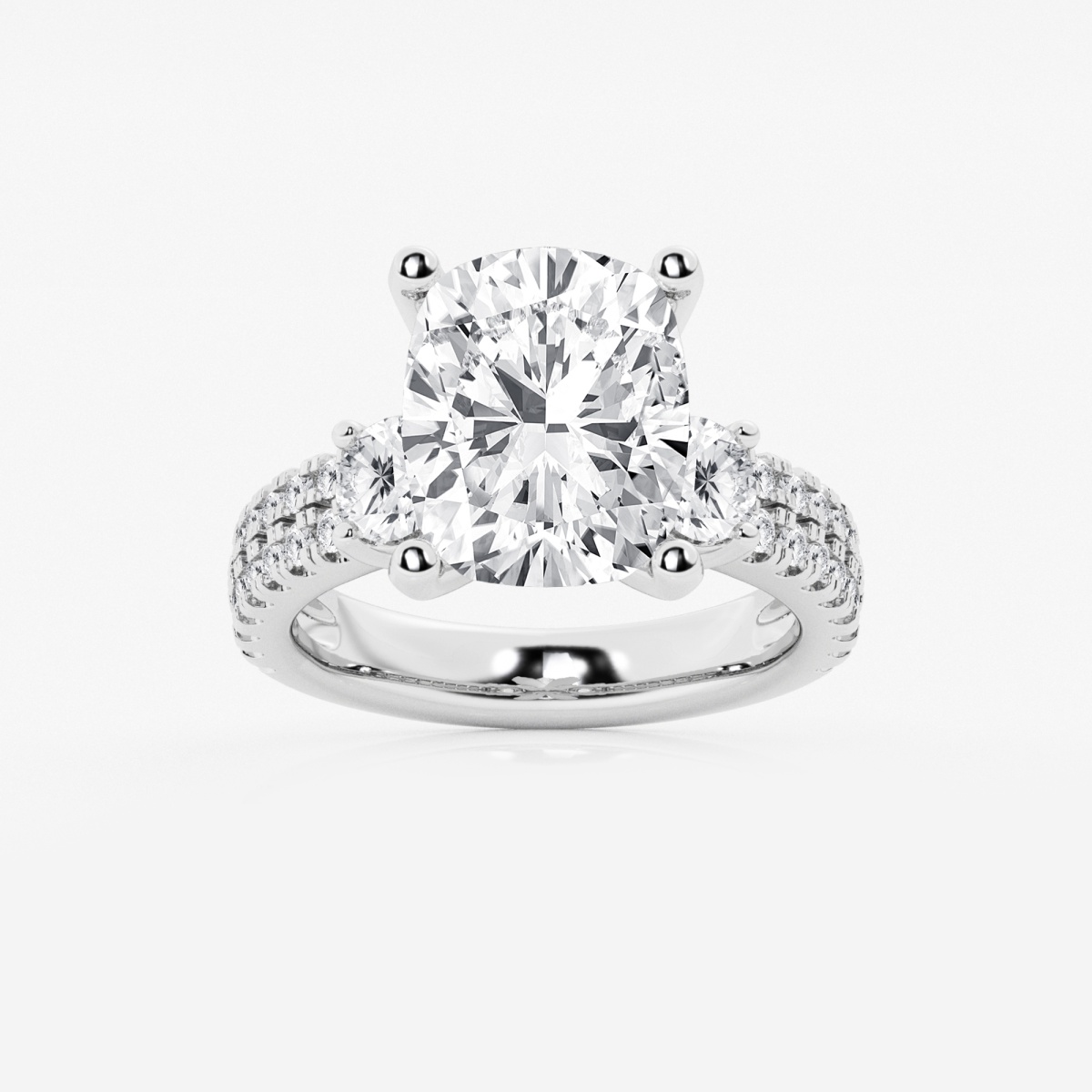 7 ctw Elongated Cushion Lab Grown Diamond Engagement Ring with Double ...