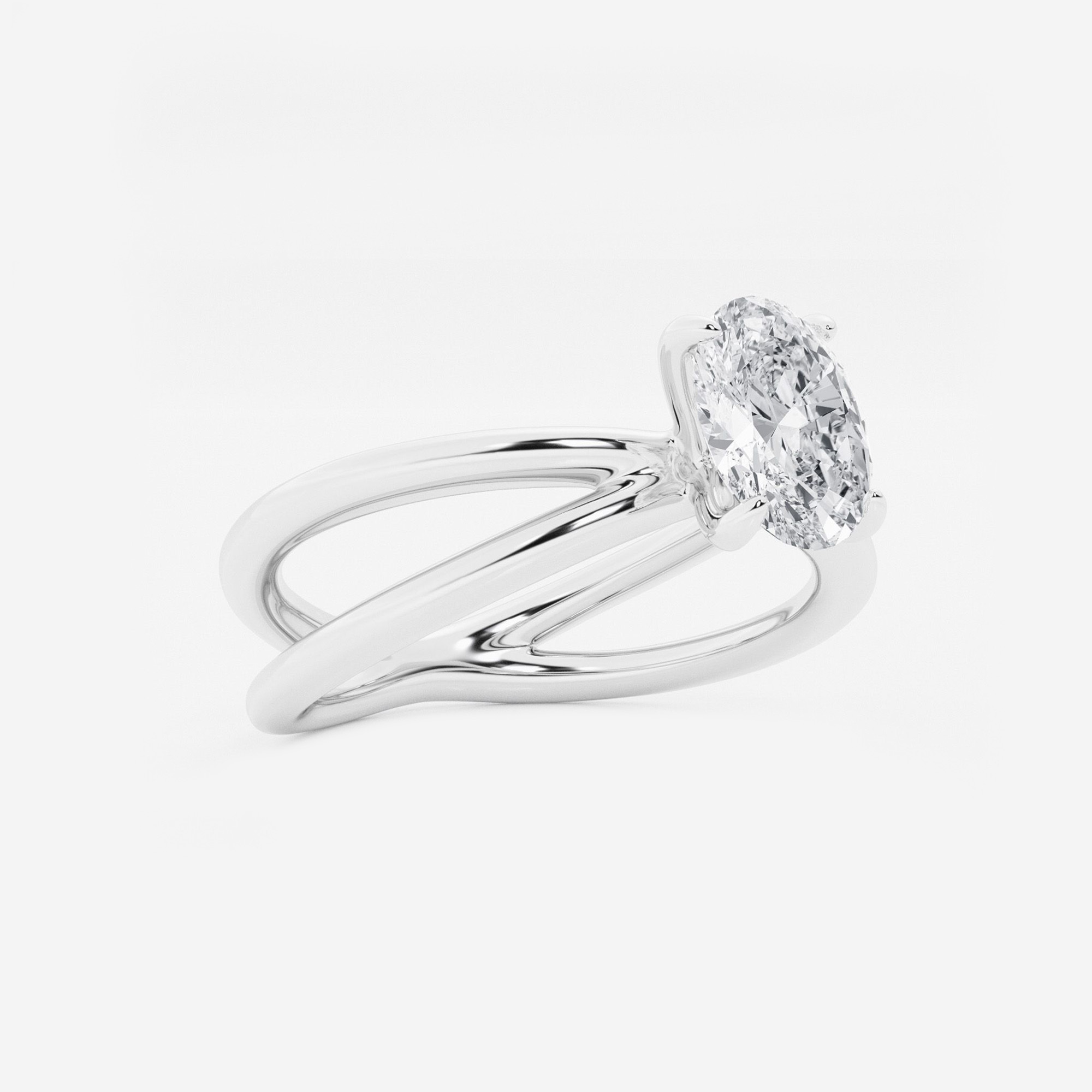 1 ctw Oval Lab Grown Diamond Crossover Solitaire Engagement Ring ...