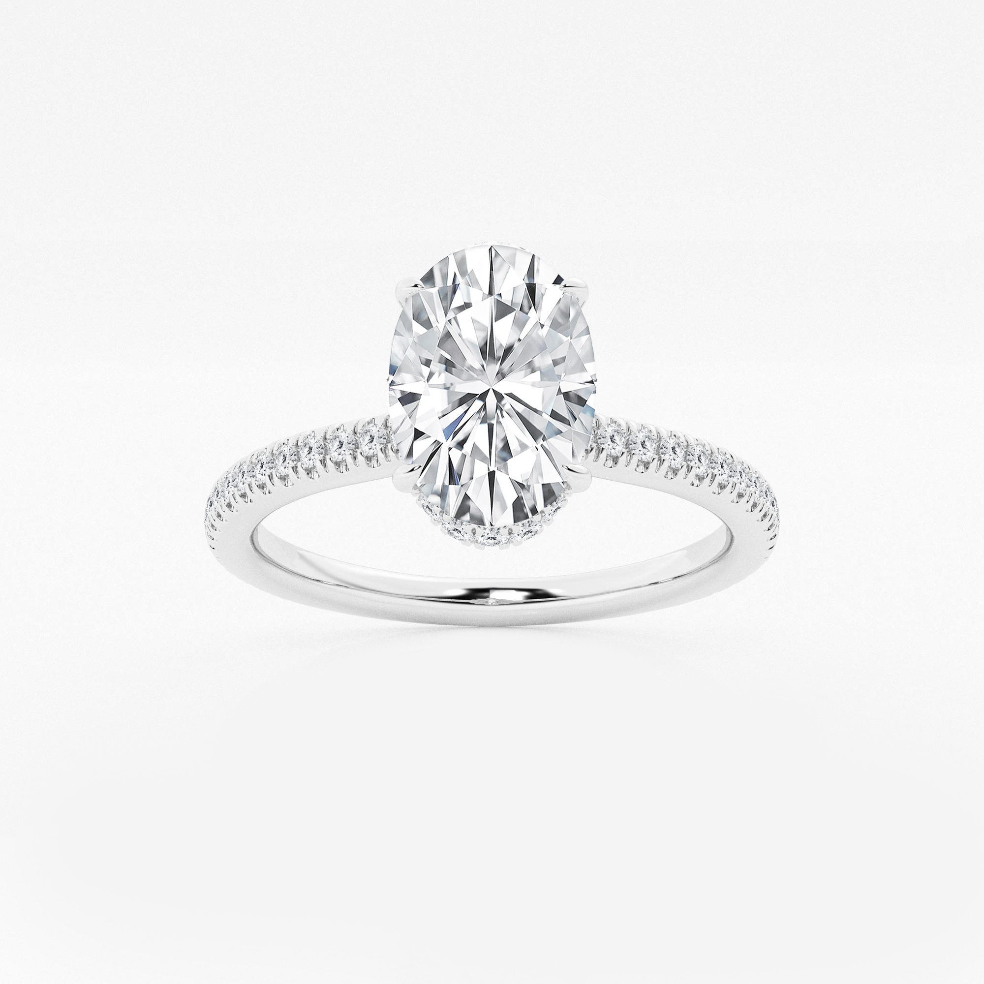 2 1/3 ctw Oval Lab Grown Diamond Double Hidden Halo Engagement Ring - Grownbrilliance