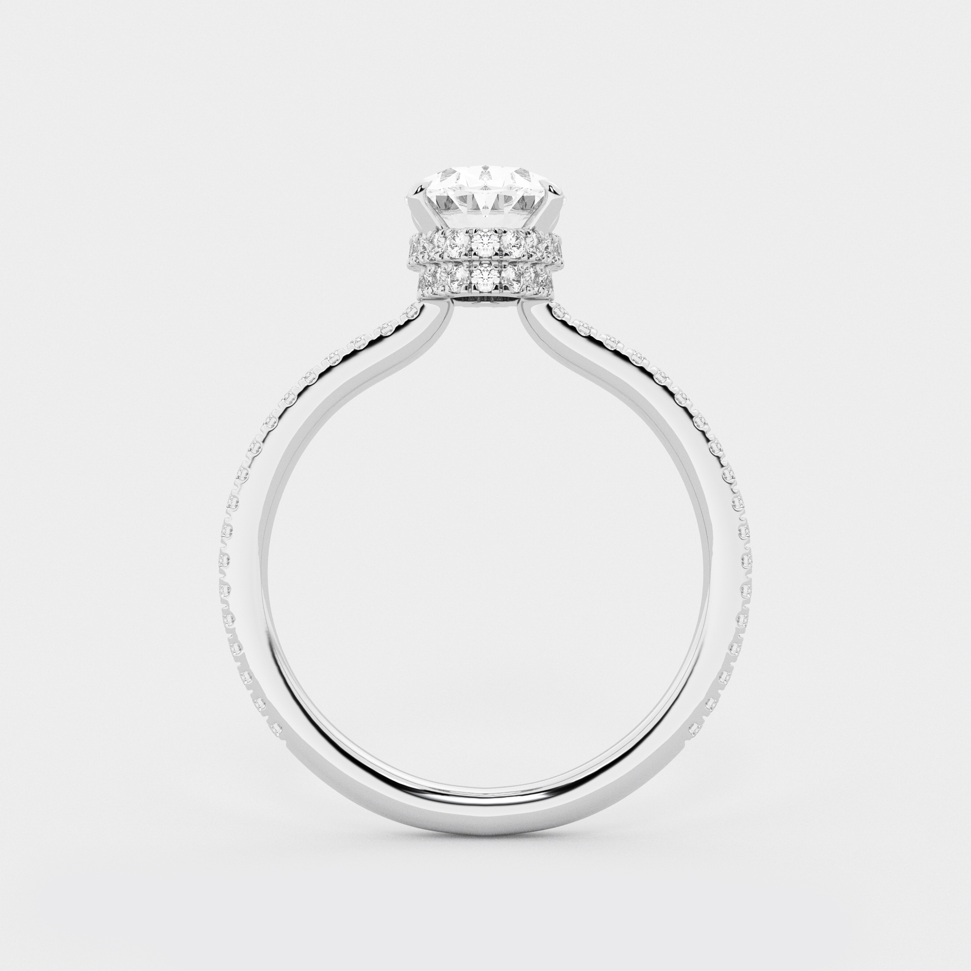 2 1/3 ctw Oval Lab Grown Diamond Double Hidden Halo Engagement Ring ...