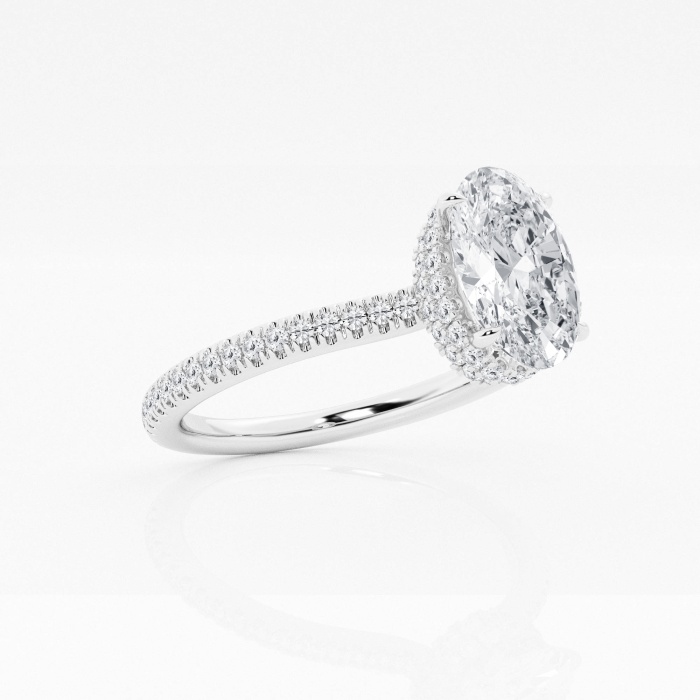 2 1/3 ctw Oval Lab Grown Diamond Double Hidden Halo Engagement Ring ...