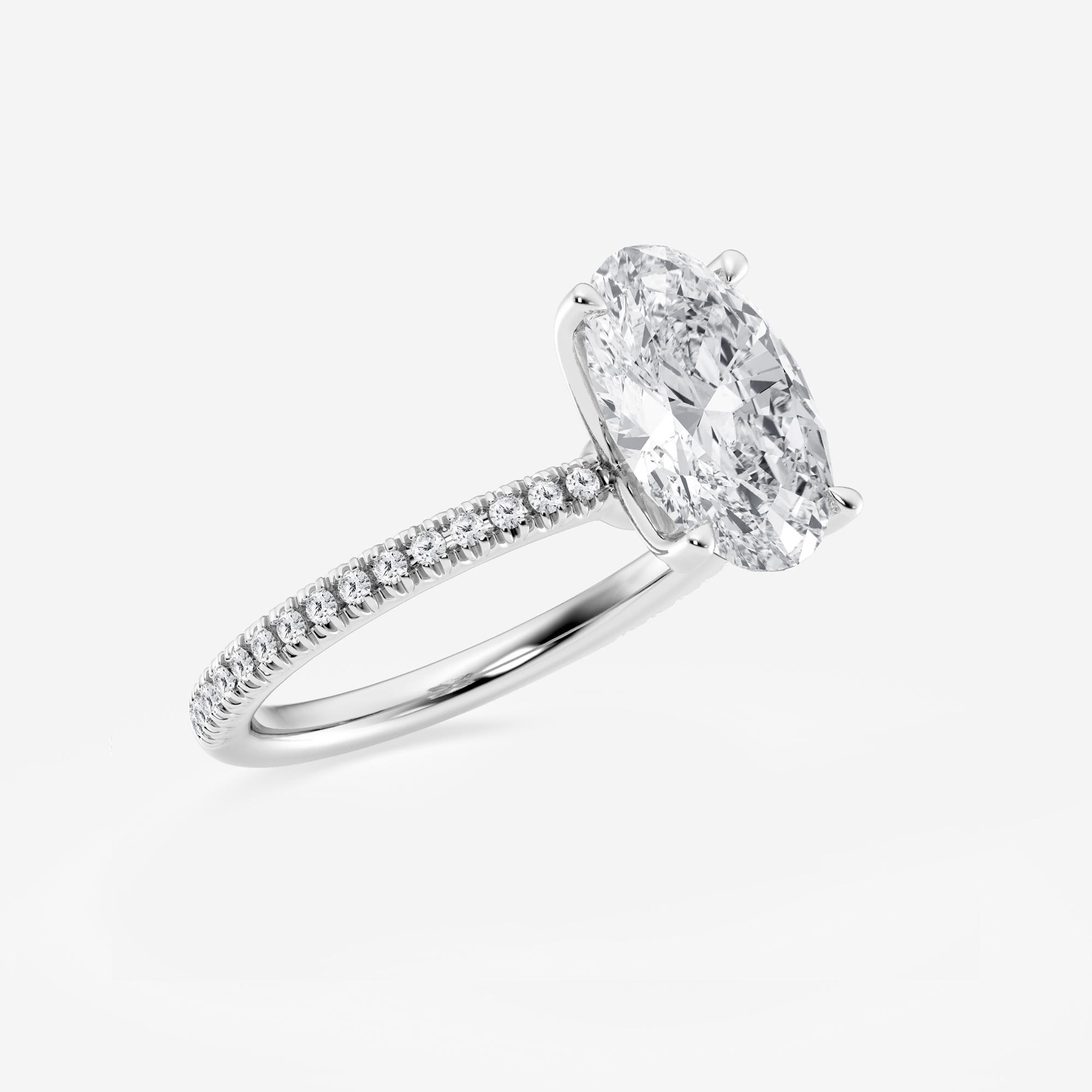 3 1/5 ctw Oval Lab Grown Diamond Scalloped classic Pave Solitaire ...
