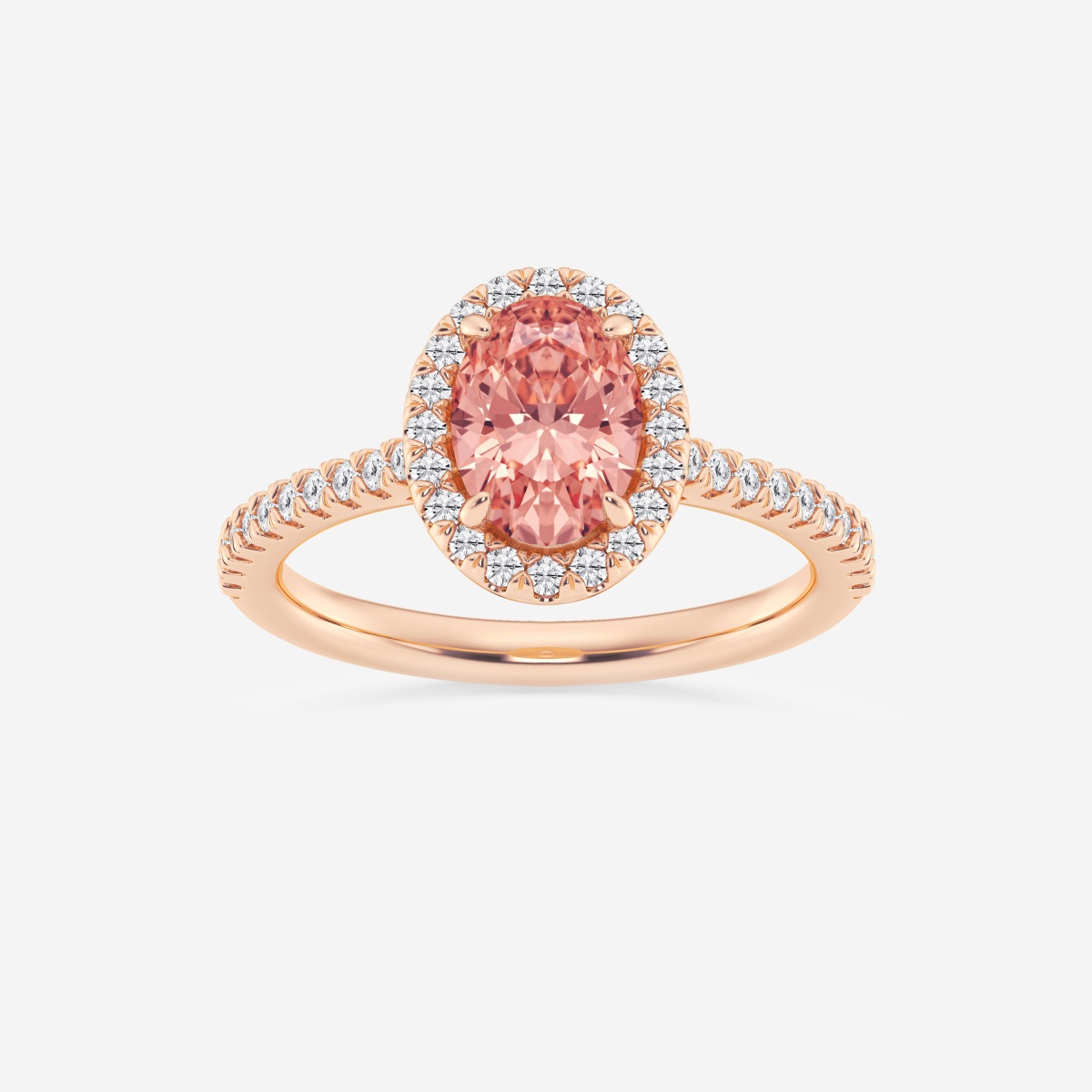 1 3/4 ctw Oval Lab Grown Diamond Fancy Pink Halo Engagement Ring ...