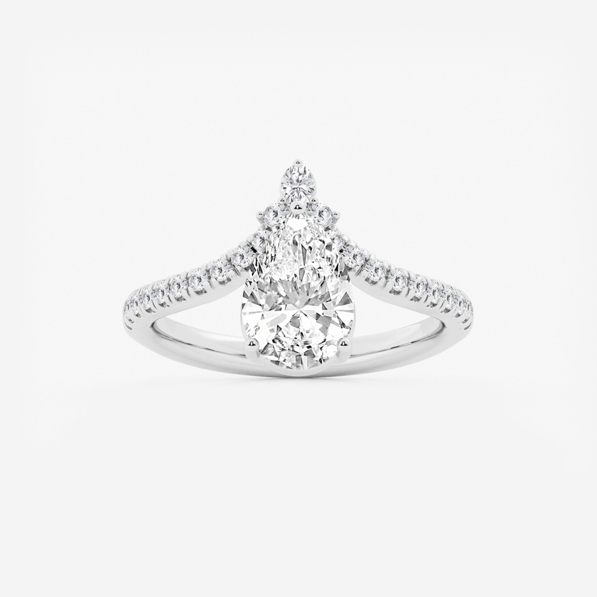 2 1/3 ctw Pear Lab Grown Diamond Chevron Engagement Ring with Side ...