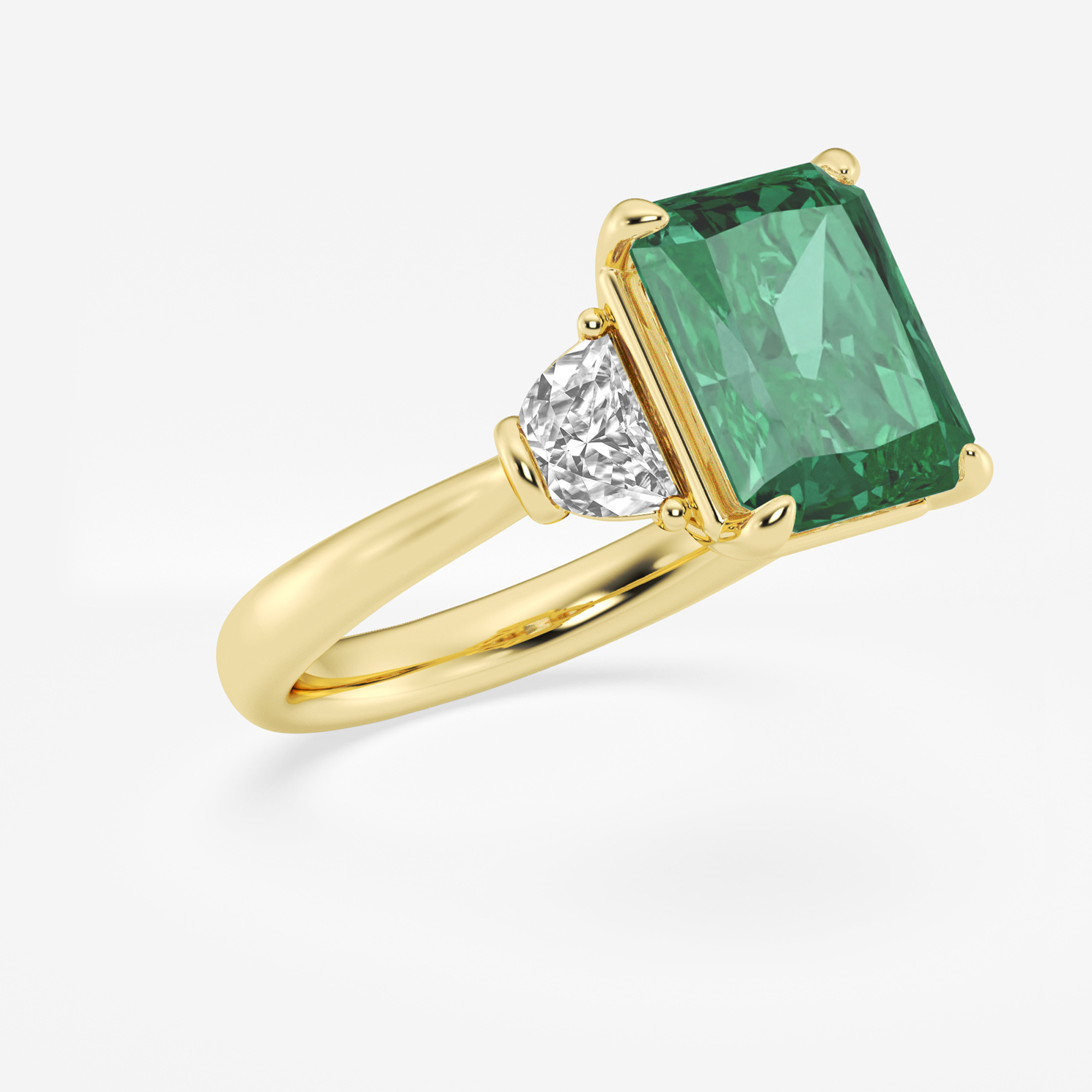 10x8mm Radiant Cut Created Emerald and 5/8 ctw Lab Grown Diamond Three ...