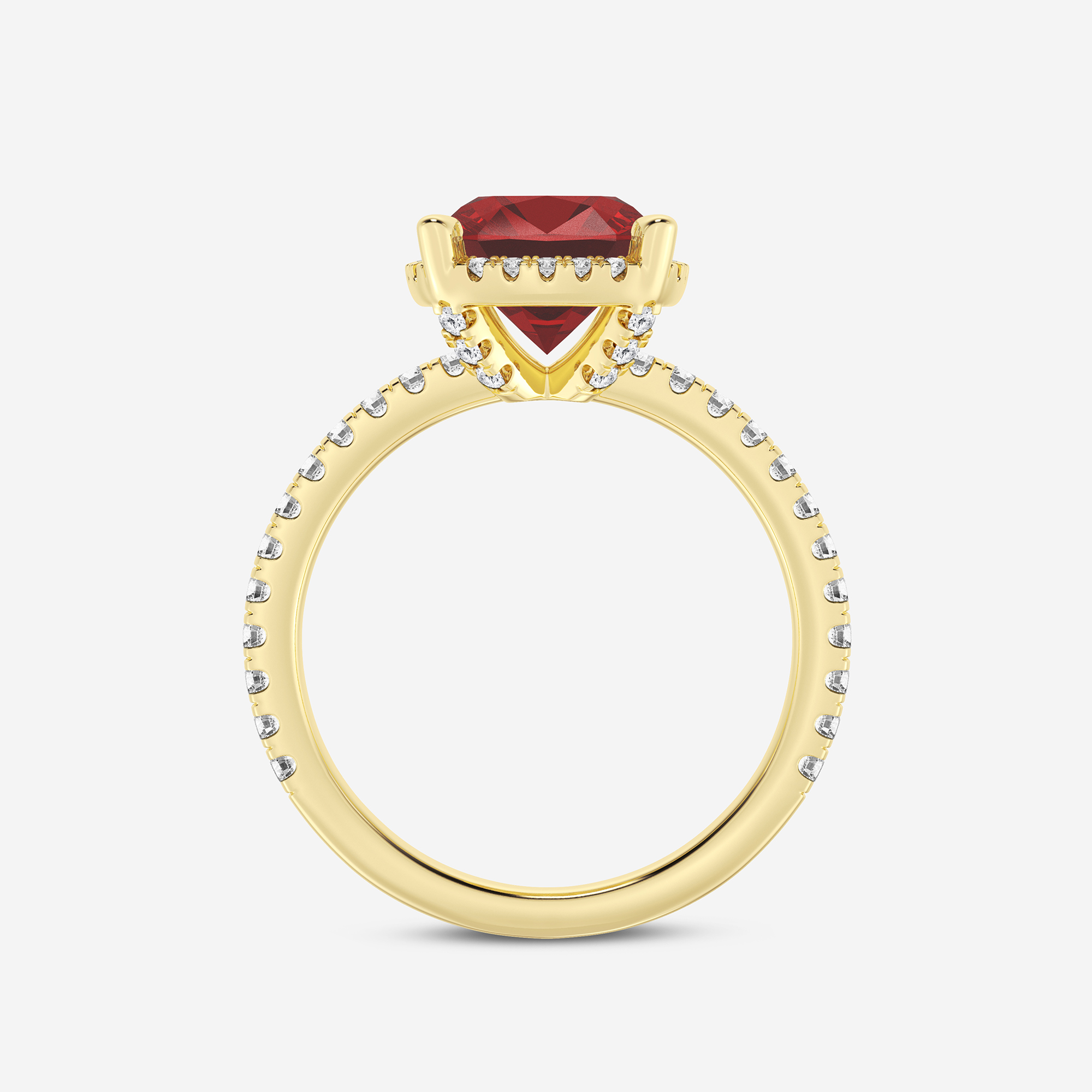 8 mm Cushion Cut Created Ruby and 2/5 ctw Lab Grown Diamond Halo ...