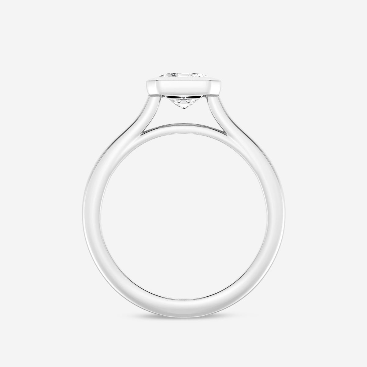 2 ctw Emerald Lab Grown Diamond Bezel Set Solitaire Engagement Ring ...