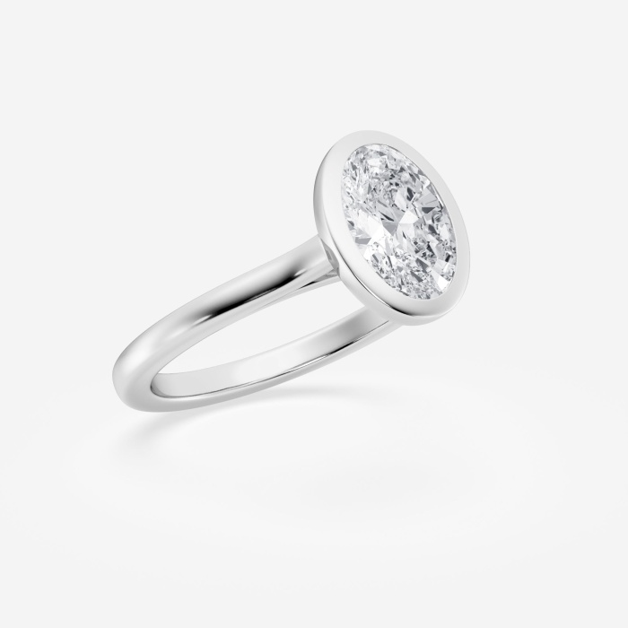 2 ctw Oval Lab Grown Diamond Bezel Set Solitaire Engagement Ring - Grownbrilliance