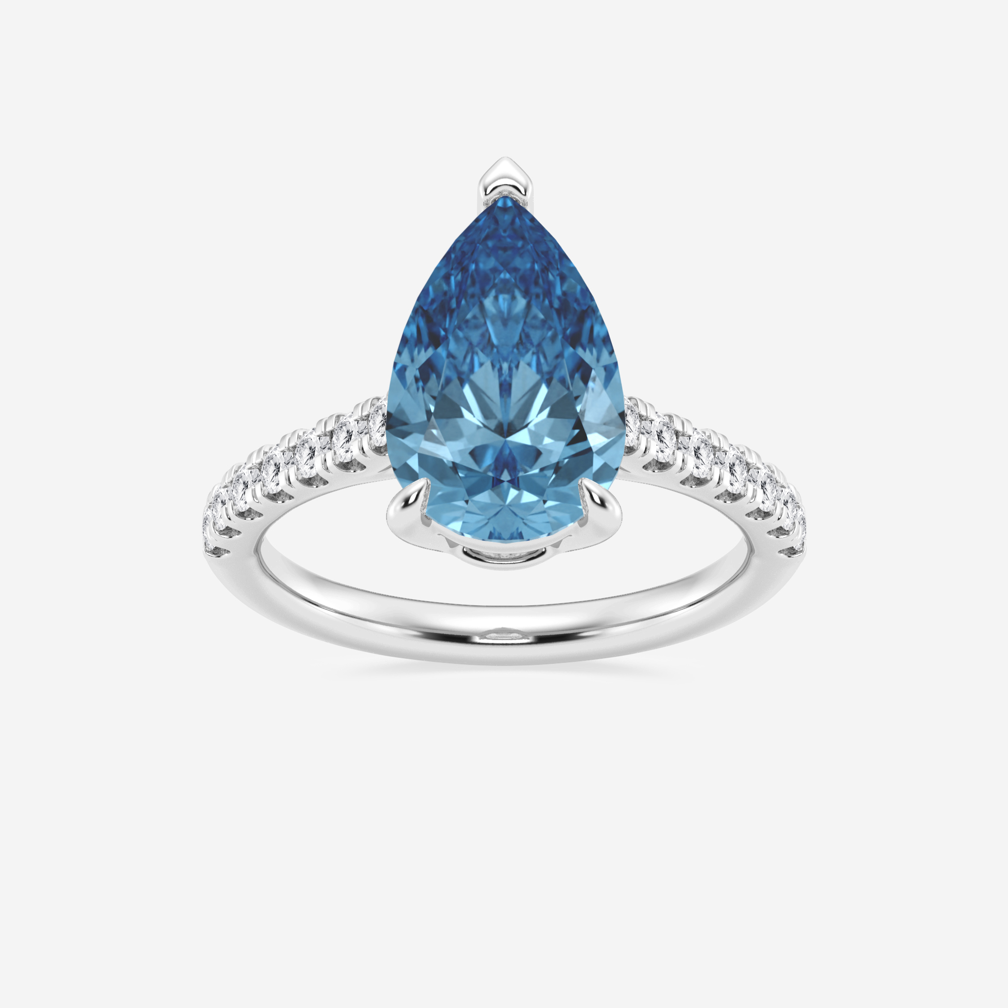 3 1/4 ctw Fancy Blue Pear Lab Grown Diamond Side Stone Engagement Ring ...