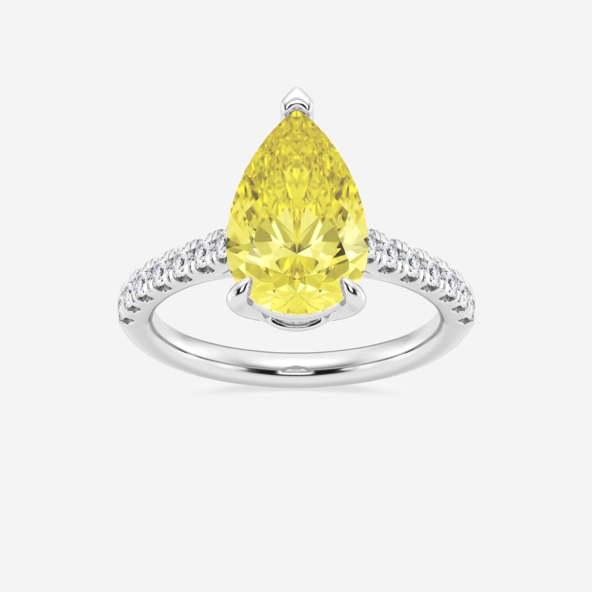 3 1/4 ctw Fancy Yellow Pear Lab Grown Diamond Side Stone Engagement ...