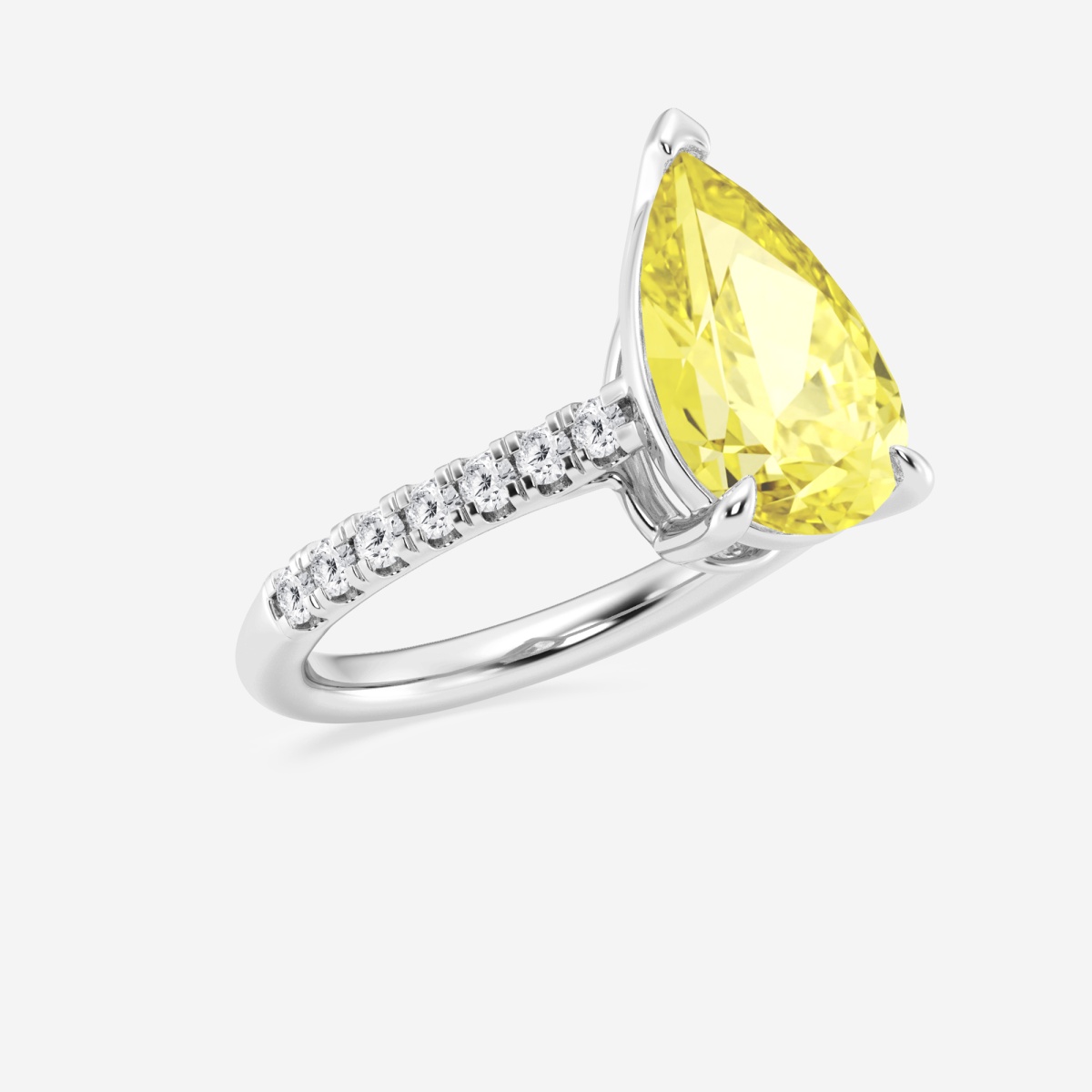 3 1/4 ctw Fancy Yellow Pear Lab Grown Diamond Side Stone Engagement ...