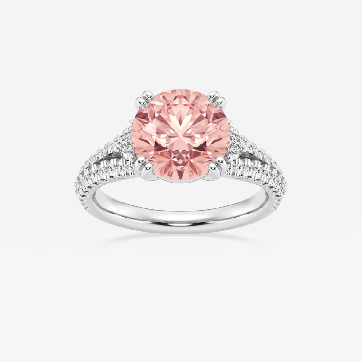 3 1/2 ctw Fancy Pink Round Lab Grown Diamond Split Shank Side Stone ...