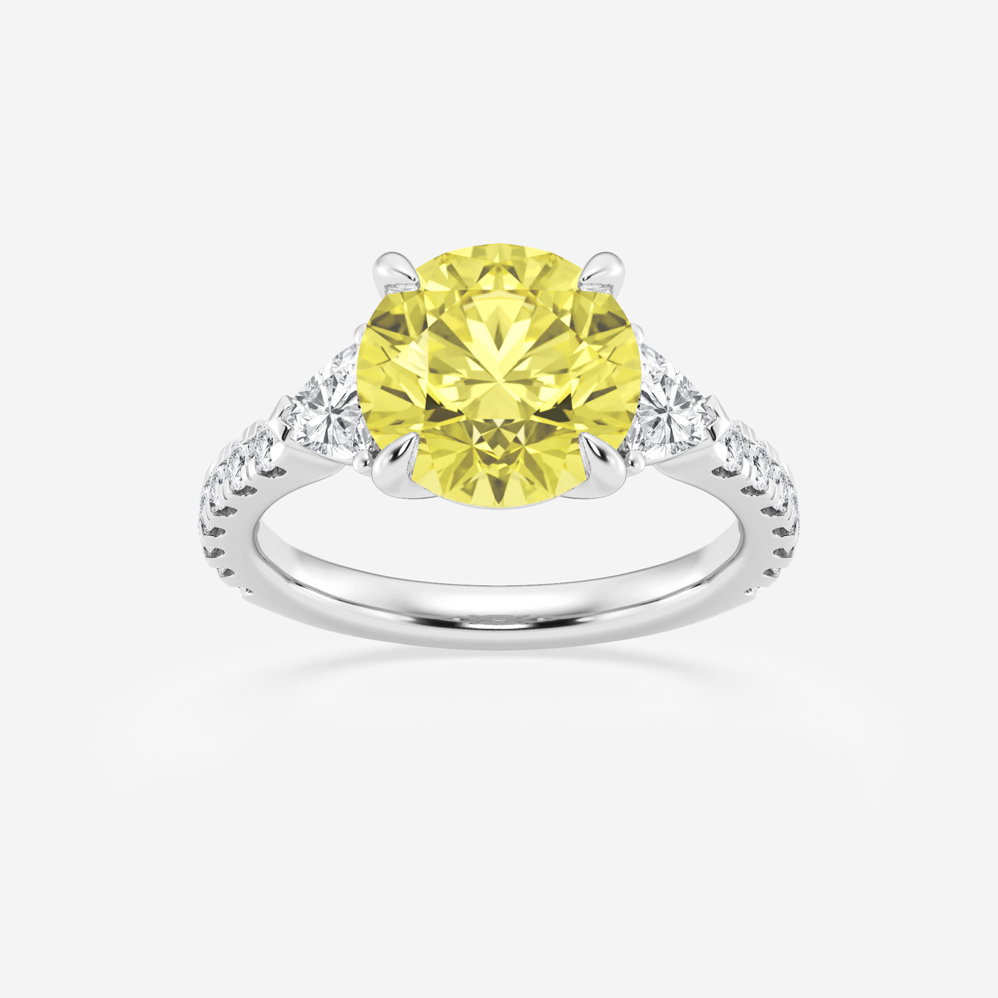 3 7/8 ctw Fancy Yellow Round Lab Grown Diamond Side Stone Engagement ...